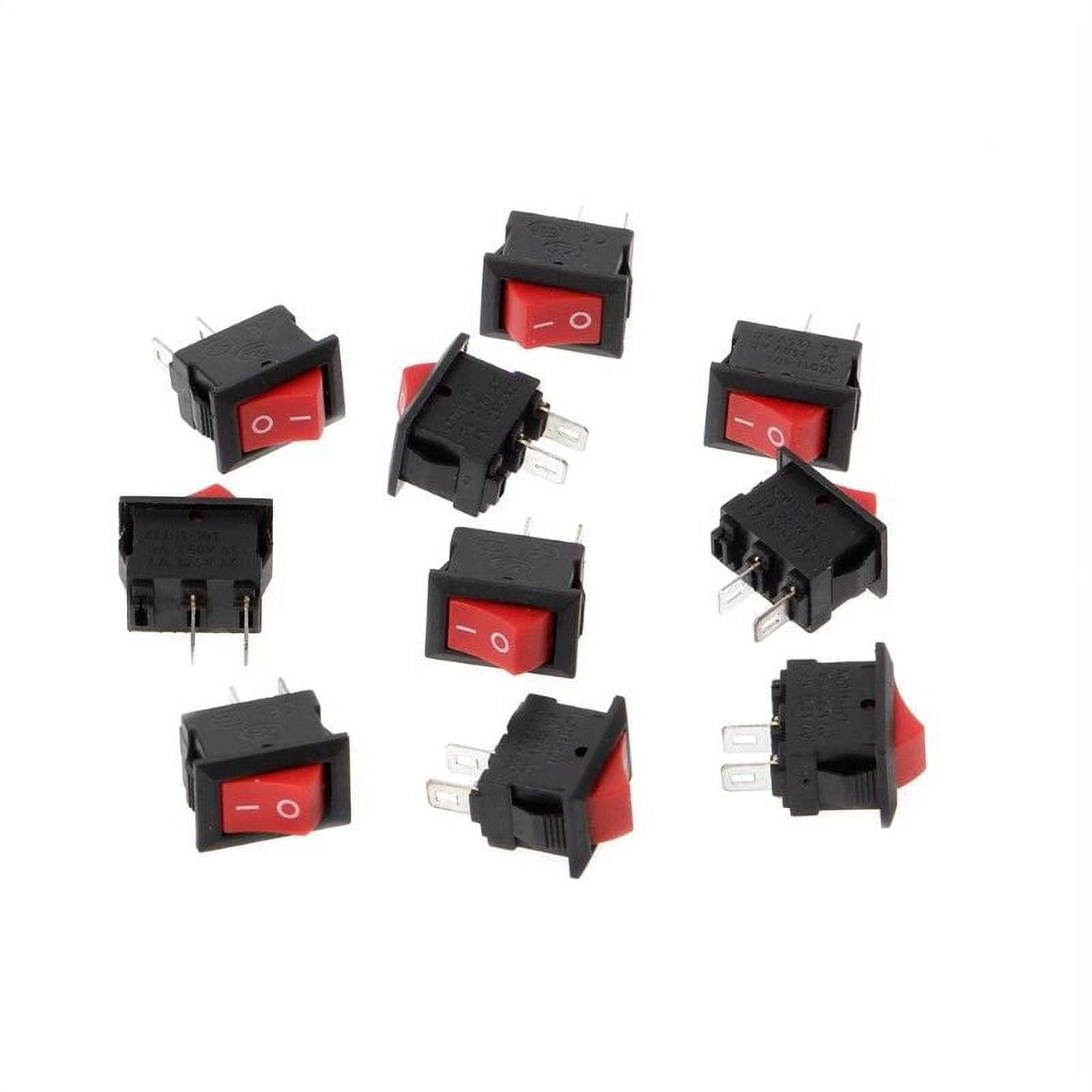 Mini Rocker Switch 2 PIN ON-OFF SPST 125VAC/6A 250VAC/3A Red KCD117S 2X ...