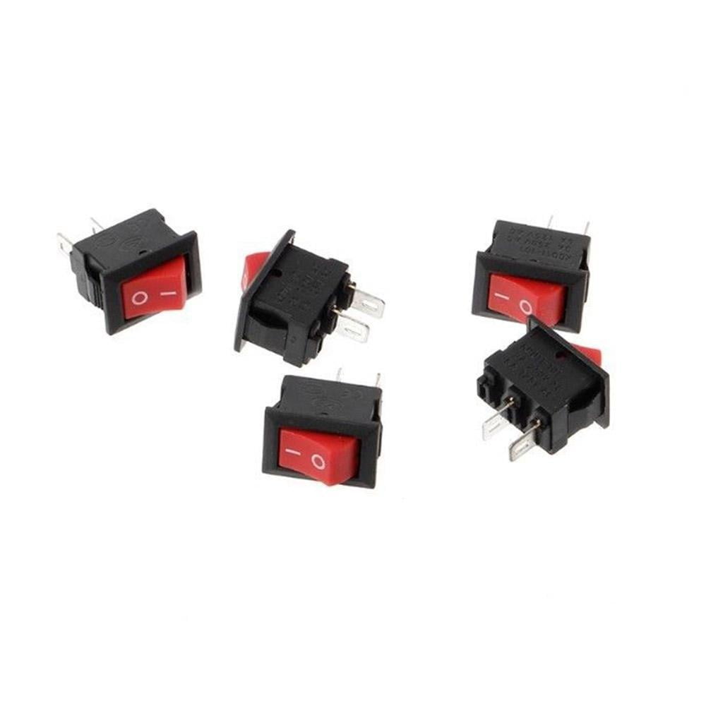 Mini Rocker Switch 2 PIN ON-OFF SPST 125VAC/6A 250VAC/3A Red KCD117S 2X ...