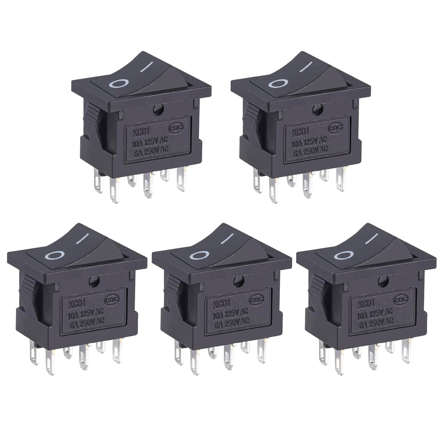 Mini Rocker Switch On Off 6 Pin 2 Position 10A 125V AC 6A 250V Black ...