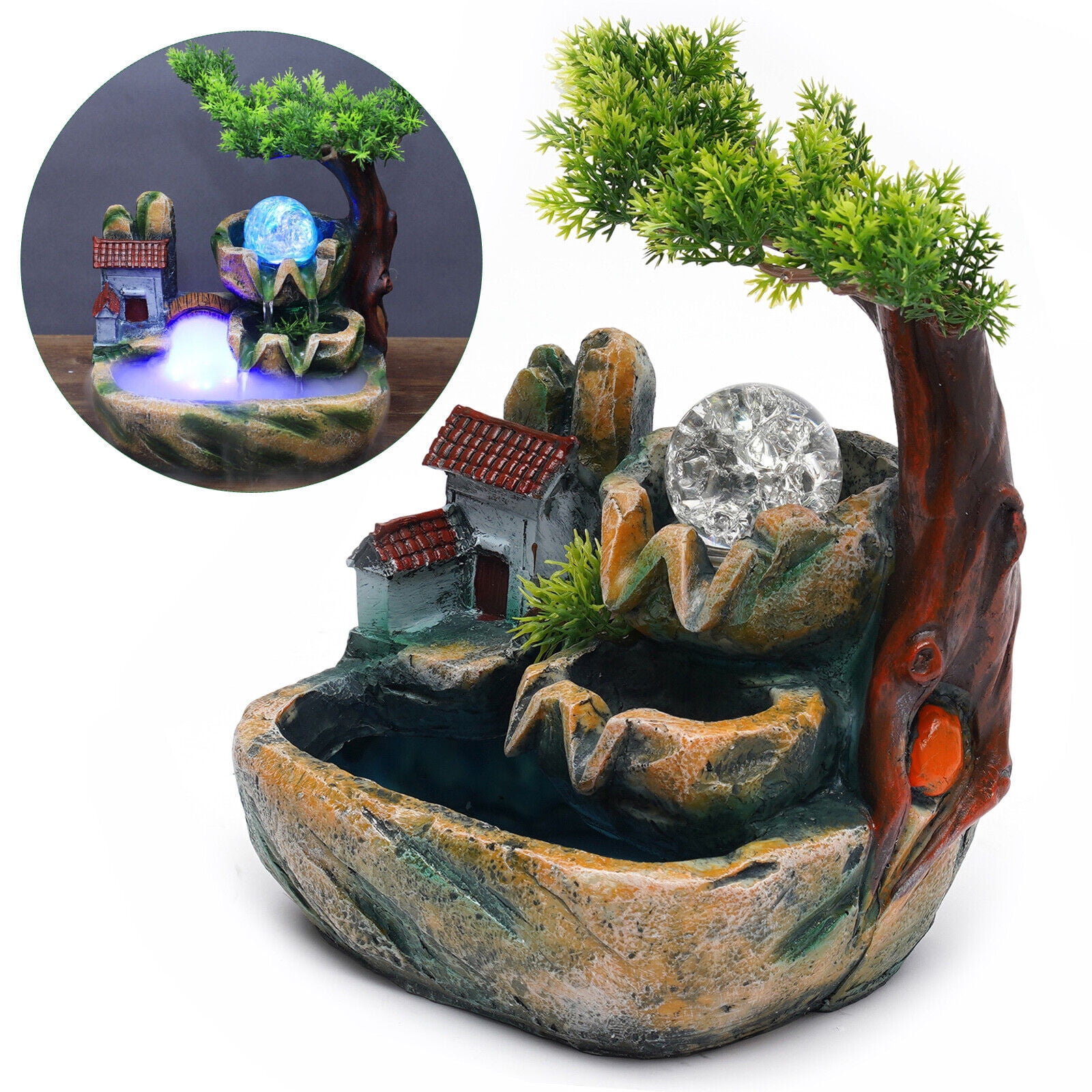 Mini Rockery Fountain Waterfall Feng Shui Desktop Decoration Water ...