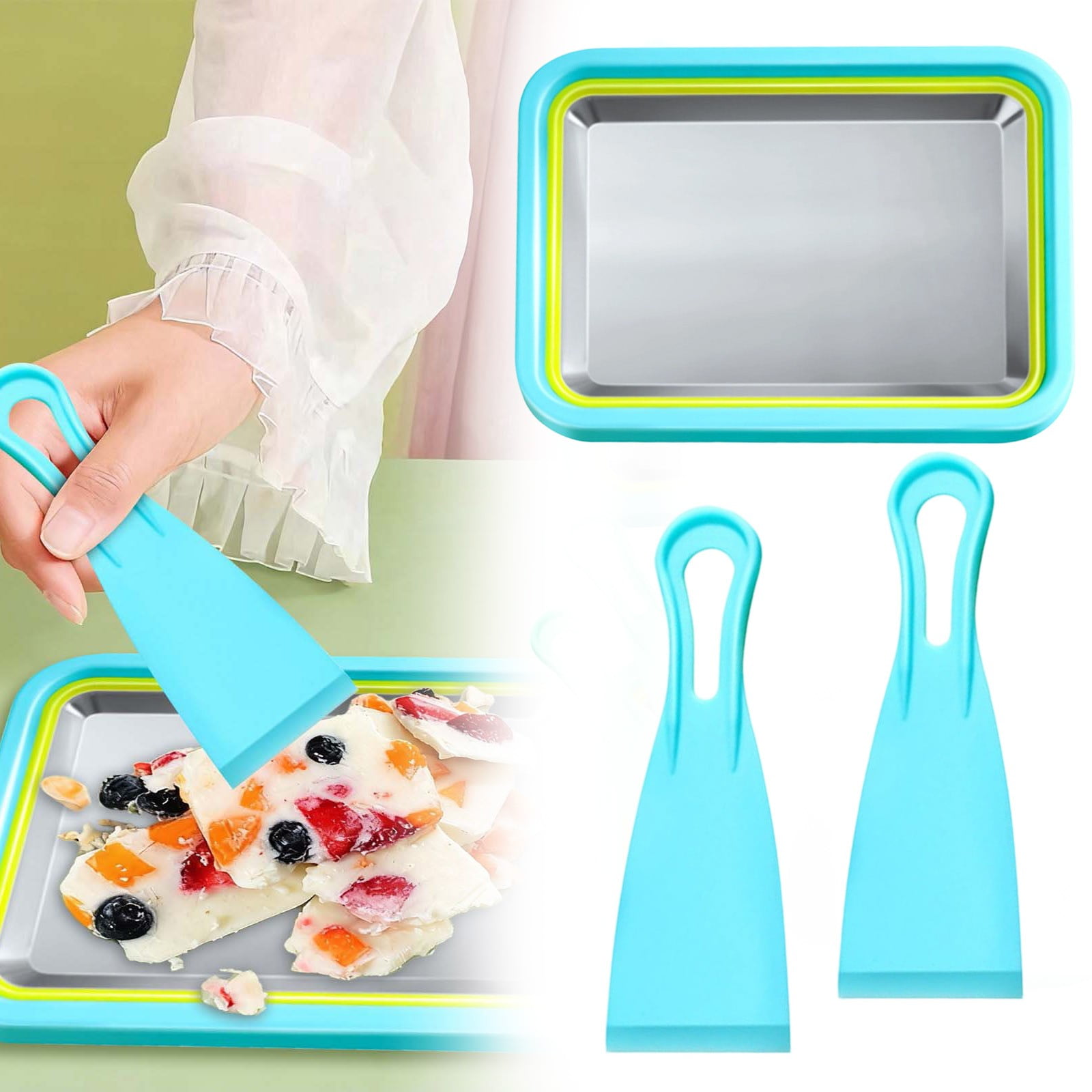 Mini Rolled Ice Cream Maker, Frozen Yogurt Rolls Tray,Instant Cold ...