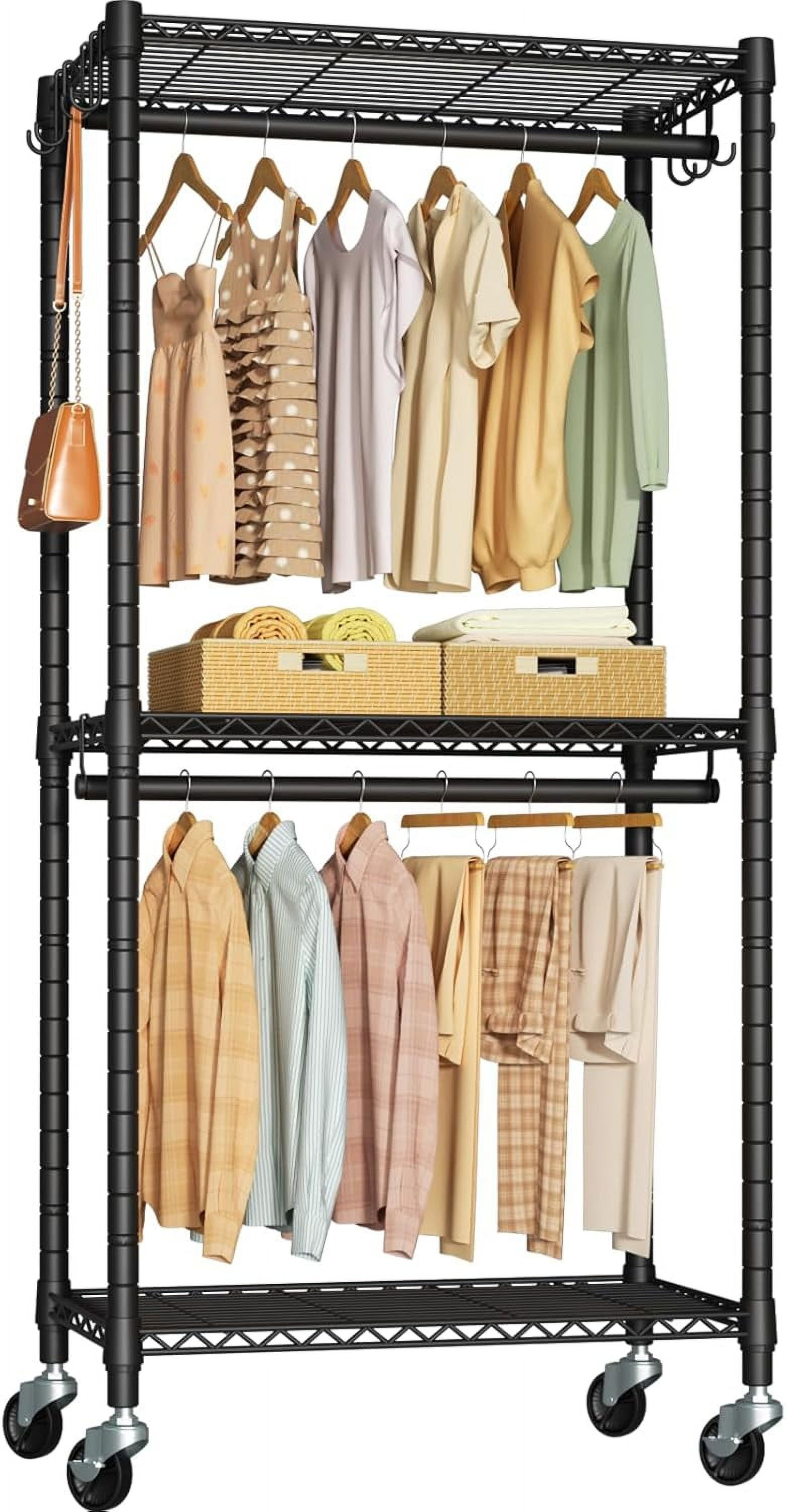Mini Rolling Clothes Rack, Clothing Racks for Hanging Clothes, Heavy ...