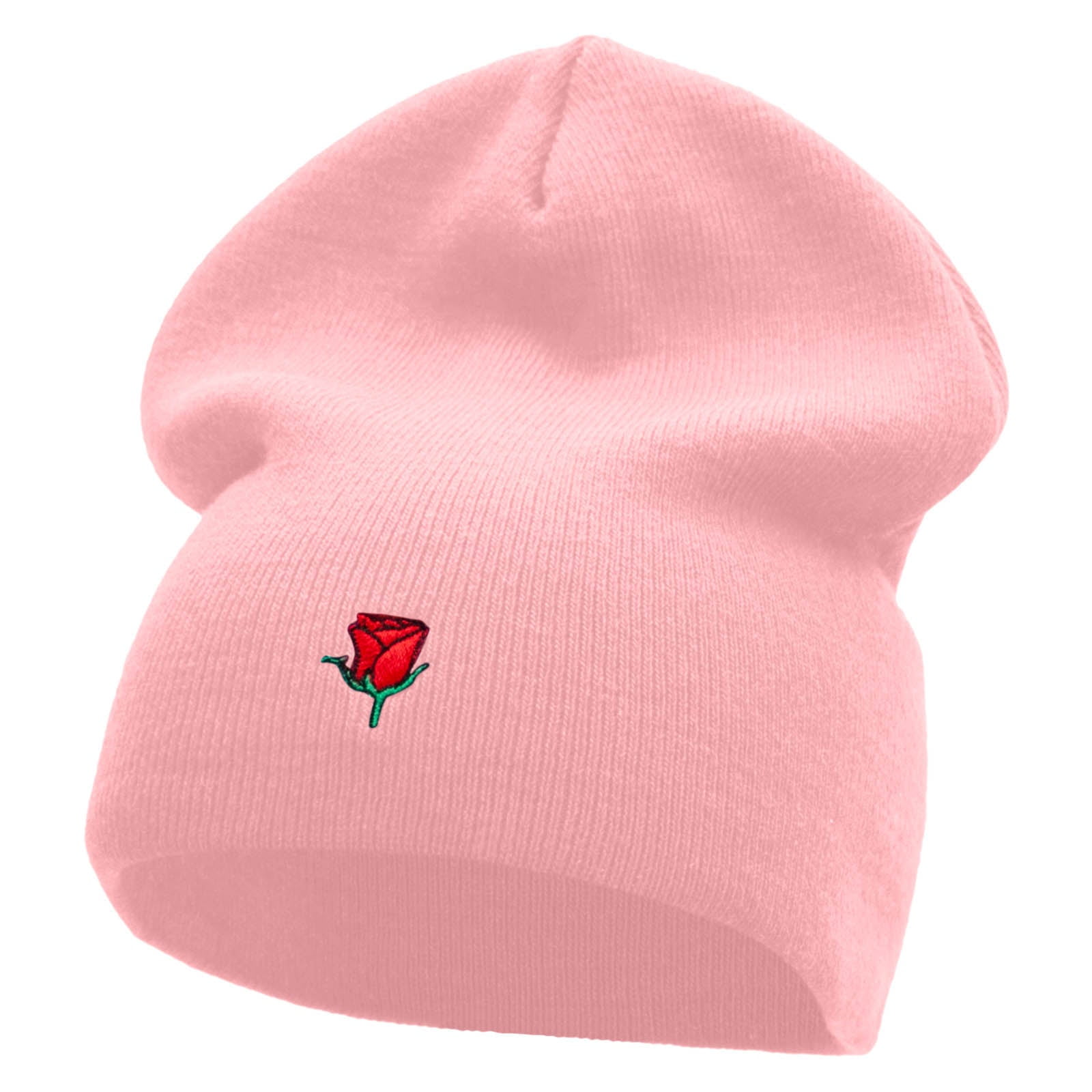 Mini Rose Logo Embroidered Short Beanie - Pink OSFM - Walmart.com