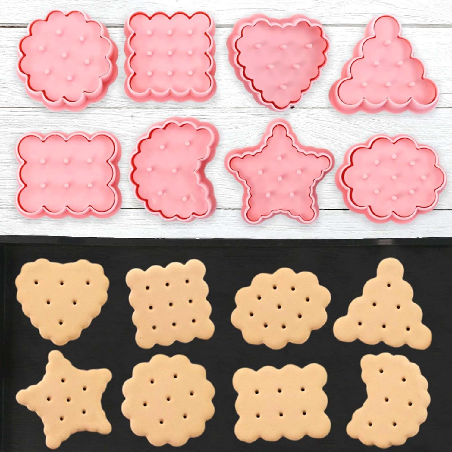 Mini Round Cookie Cutters, 8pcs 3d Classic Raised Design Stamps ...