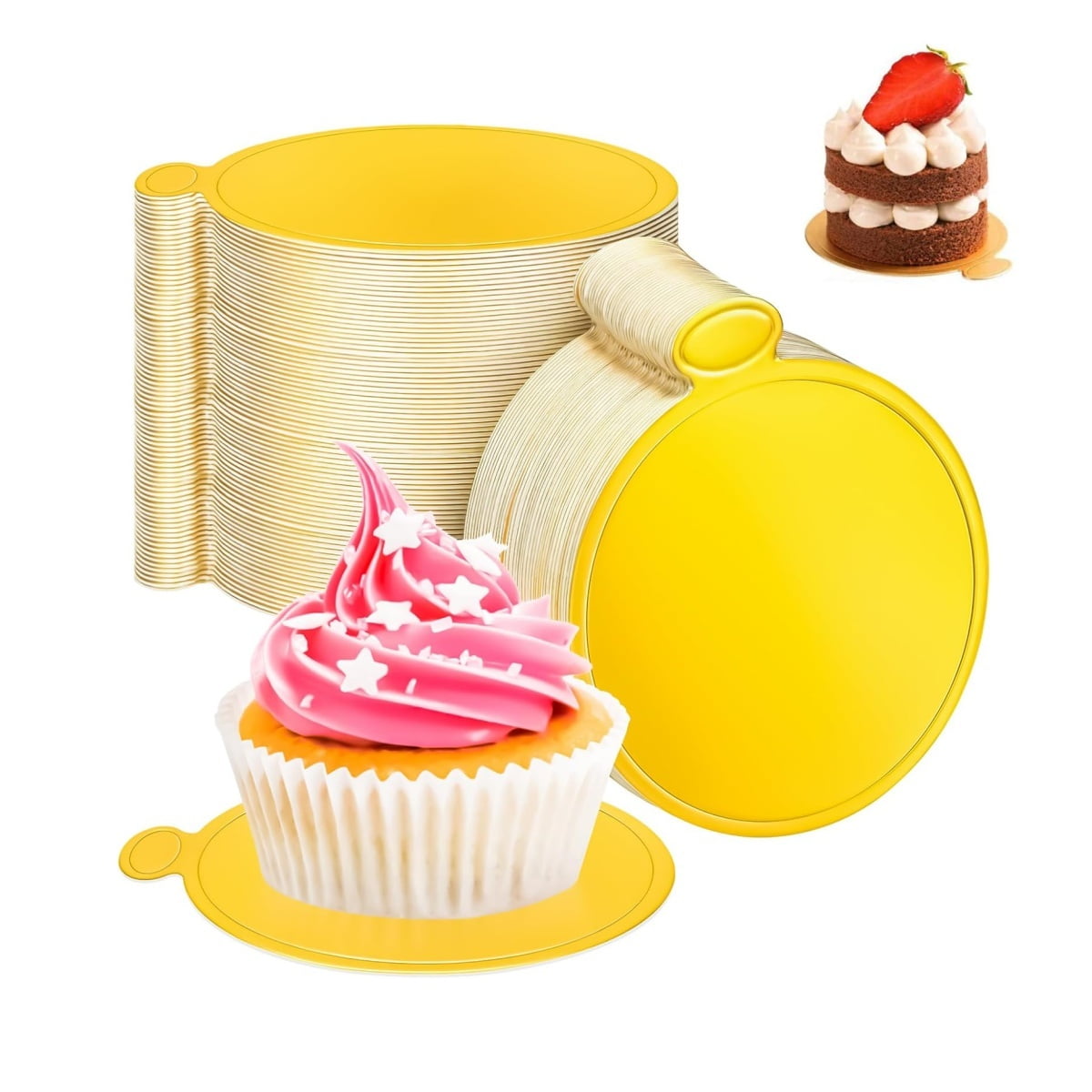 Mini Round Golden Cake Boards,QZS Round Pink Mini Dessert Plates for ...