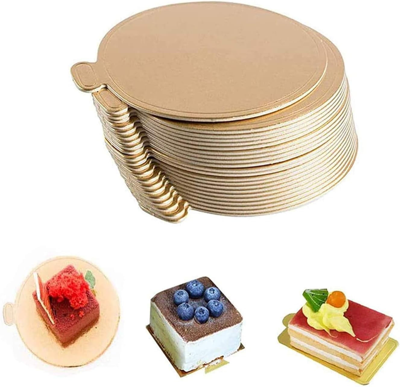Mini Round Golden Cardboard Cake Base, Cake Base Sets, Dessert Displays ...
