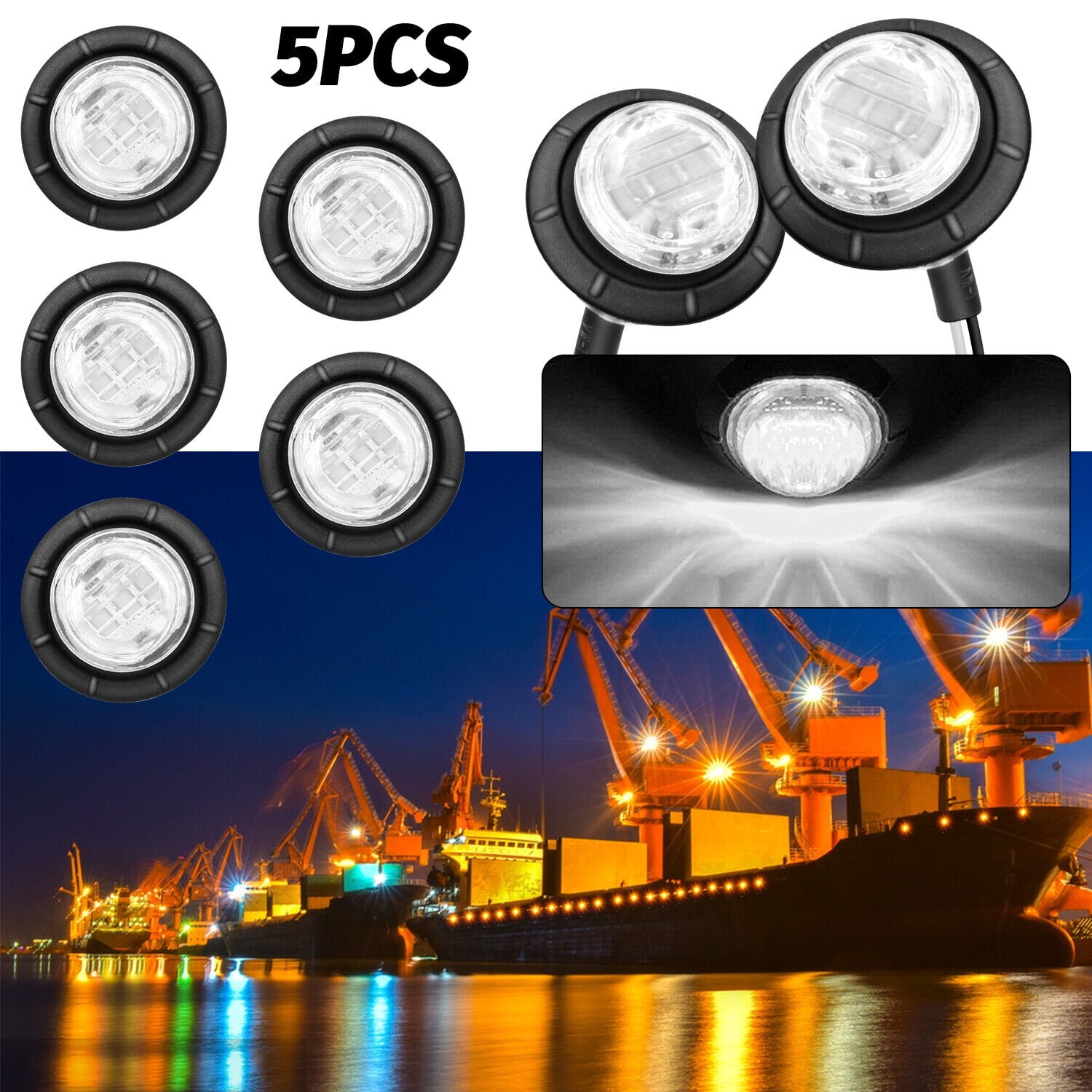 Mini Round Marker Lights 3/4"LED Truck Trailer Bullet 12V Side ...