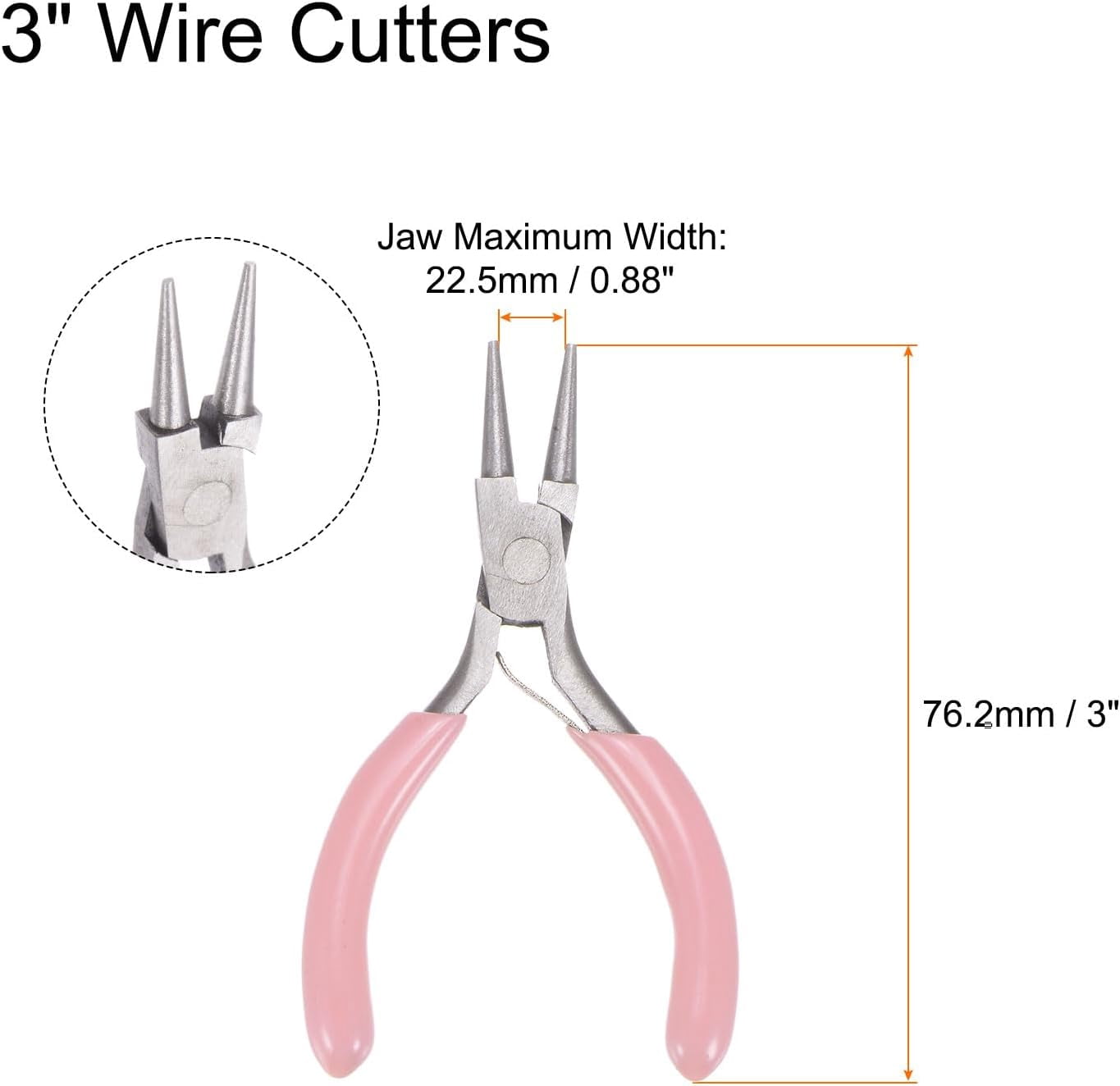 Mini Round Nose Pliers 3" Wire Looping Cutters with Pink Plastic Handle ...