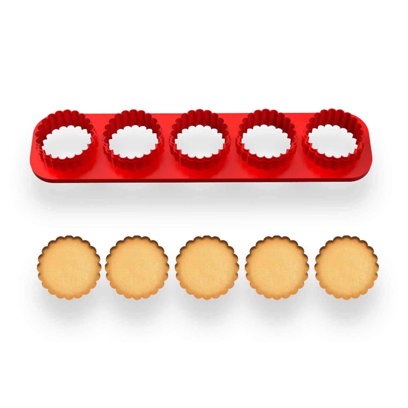 Mini Round Scalloped Cookie Cutter Strip (1" Diameter) - 5 Cavity ...