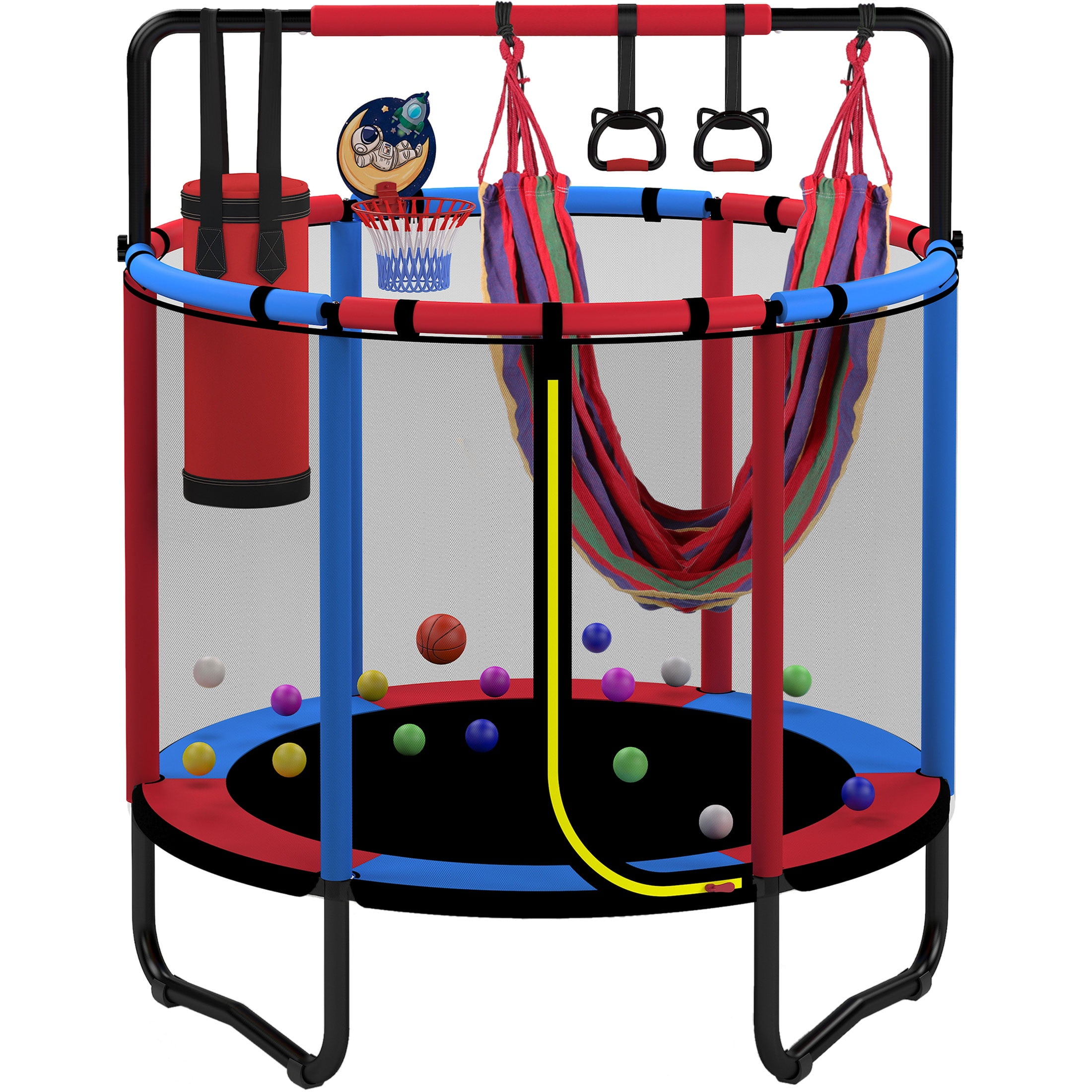 Mini Round Trampoline for Kids with Basketball Hoop, SEGMART 55 ...
