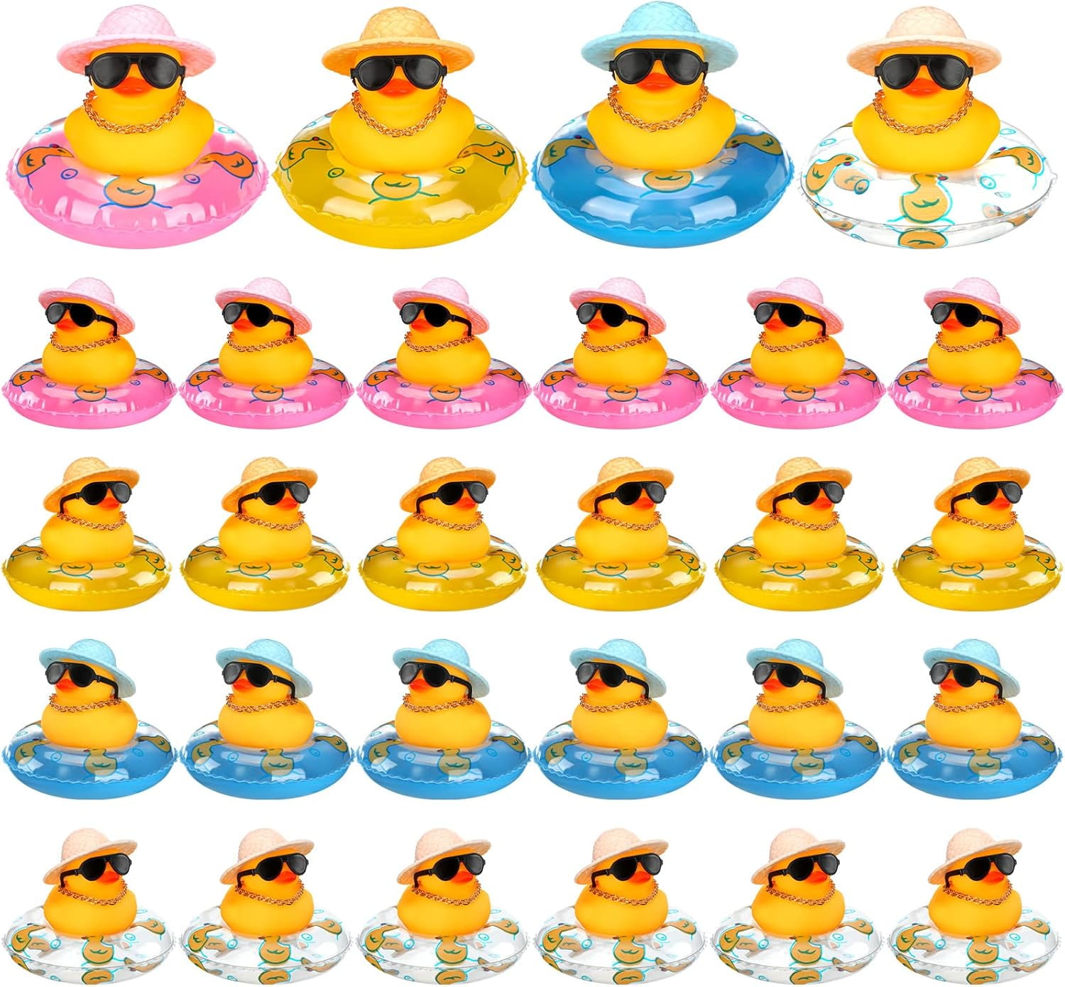 Mini Rubber Ducks Summer Beach Funny Rubber Ducky Bathtub Shower Ducks ...