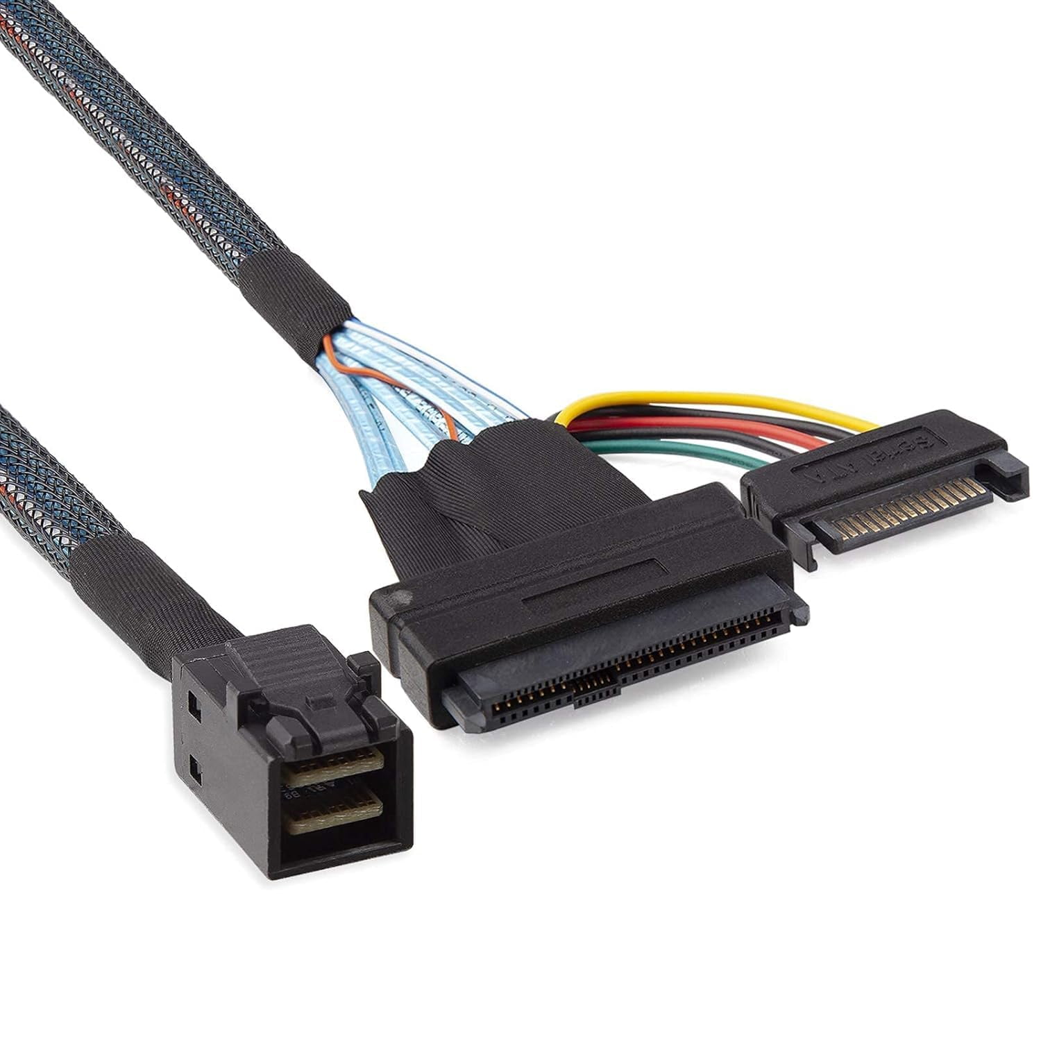 Mini SAS SFF-8643 to U.2 SFF-8639 Cable, PCIe 4.0 X4 85 Ohm with 15-Pin ...