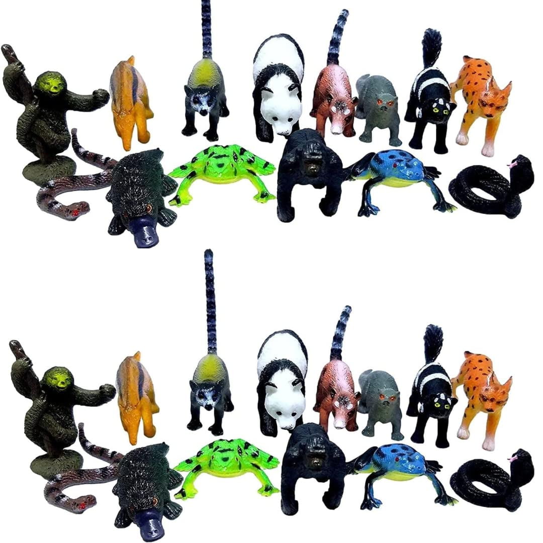 Mini Safari Jungle Animals Play Set BSL1 - 28 Assorted Creatures, Party ...