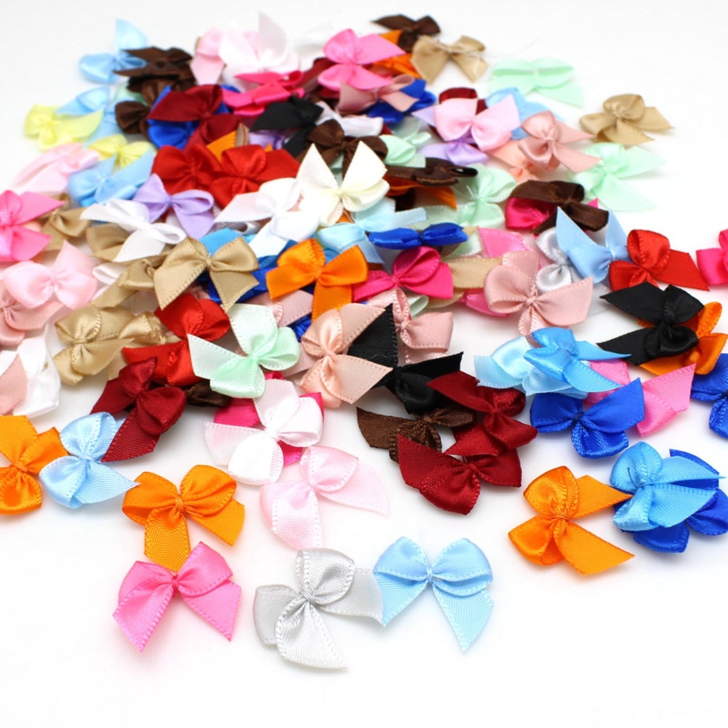 Mini Satin Ribbon Bows Tiny Crafts Bows Decoration 100pcs Mixed Colors ...