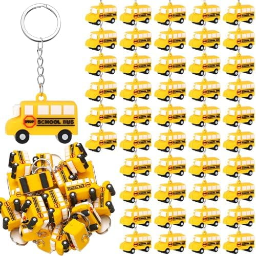 Mini School Bus Keychain Bulk Bus Safety Cute Silicone 3D Hanging ...