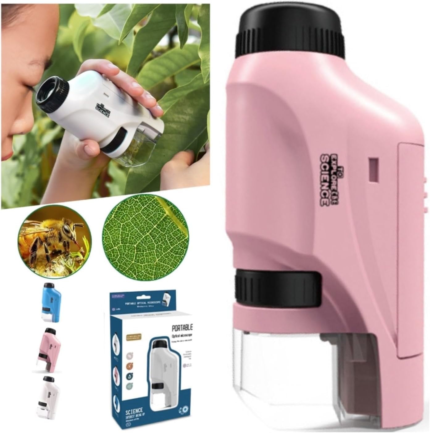 Mini Scope Lighted Portable Microscope for Kids, Compact and Easy-Use ...