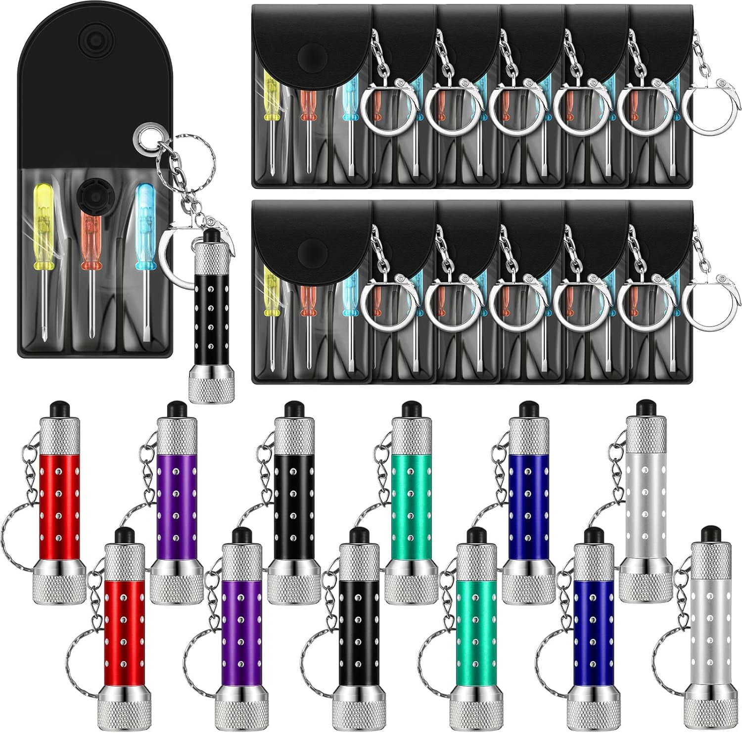Mini Screwdriver Keychain Set Mini Flashlight Bulk LED Keychain Mini ...