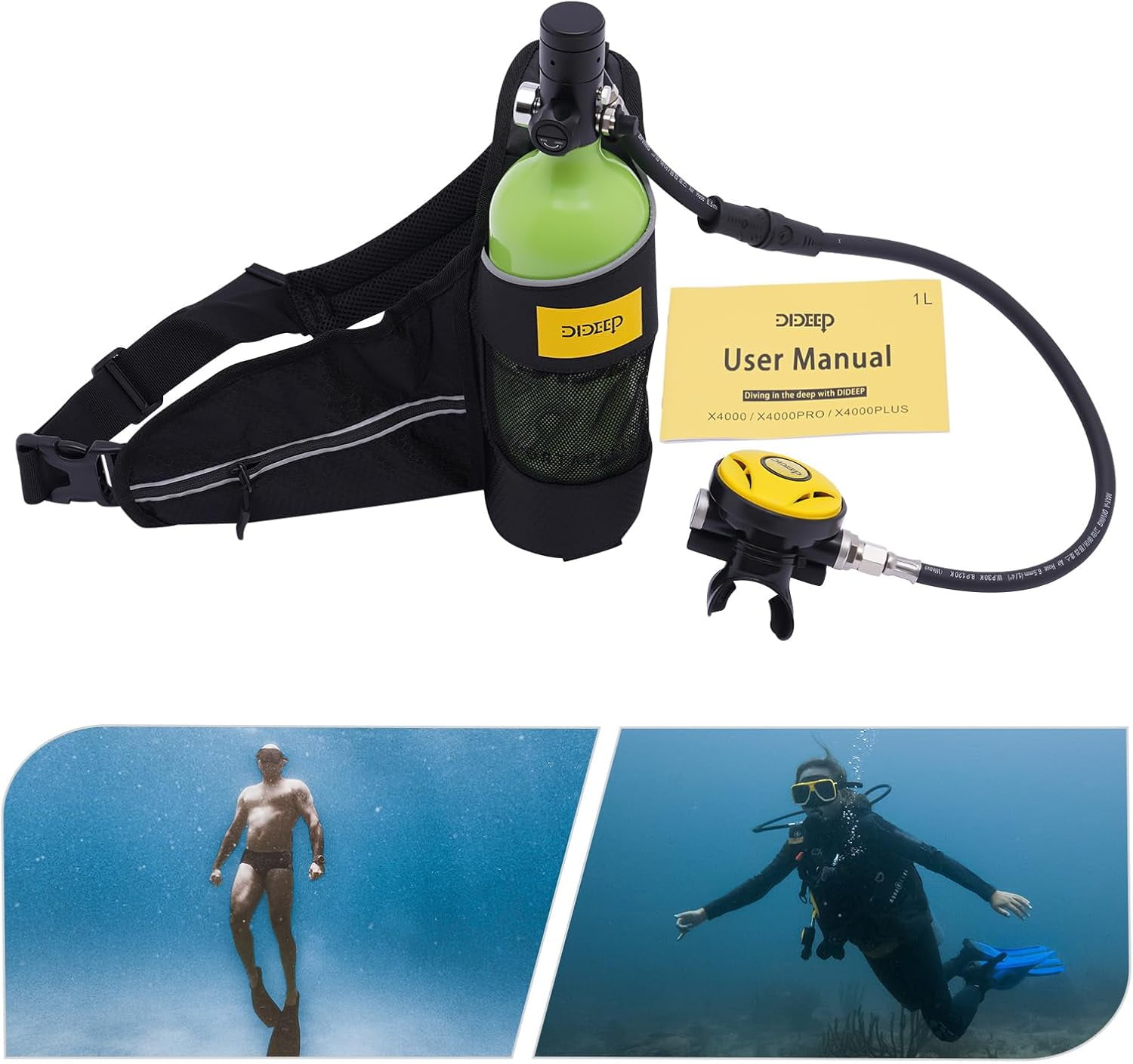 Mini Scuba Tank Refillable Oxygen Cylinder w/1L Capacity Scuba Tank w ...