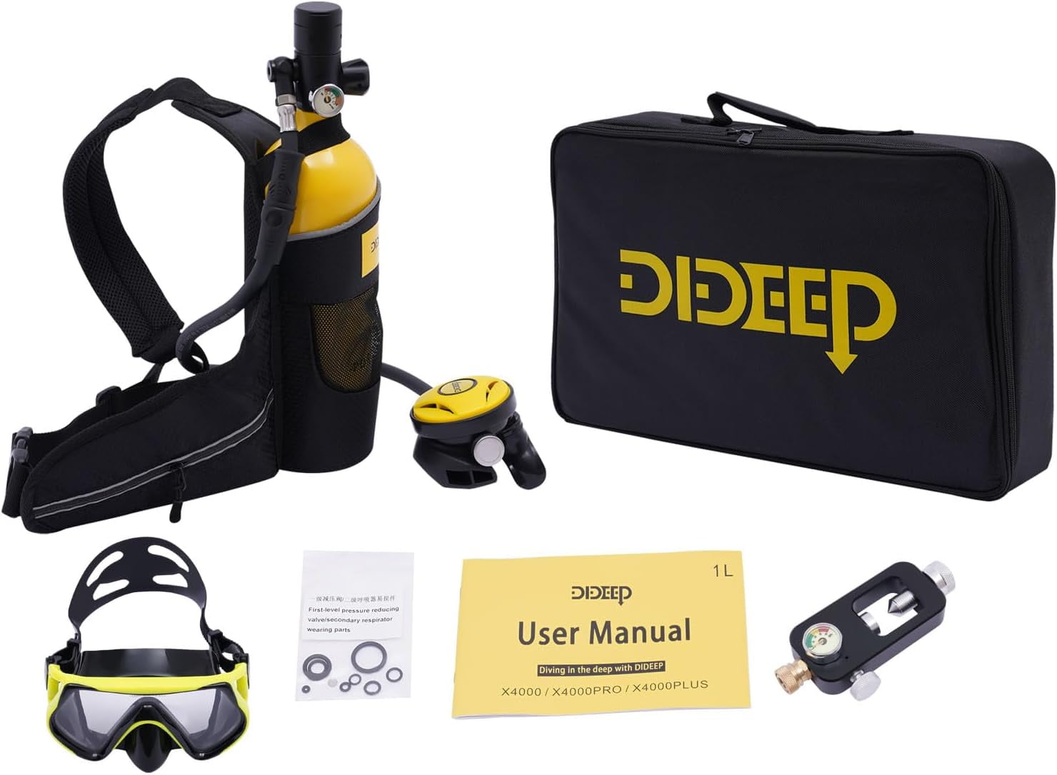 Mini Scuba Tank Set, 1L Portable Scuba Tank with 15-20 Minutes ...