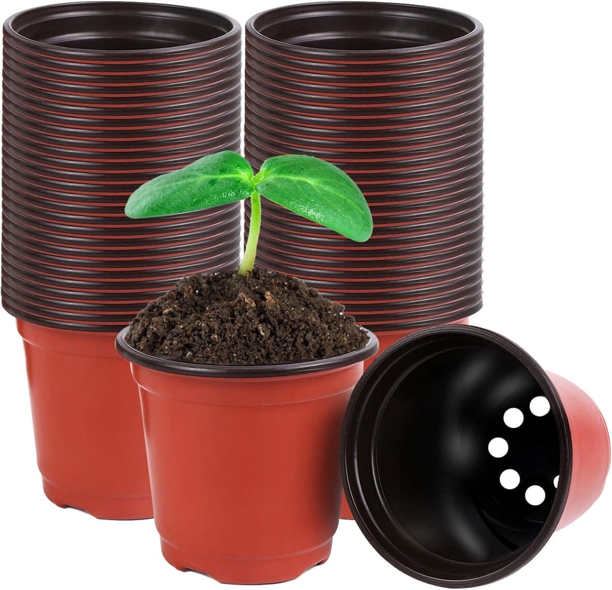 Mini Seedling Pots,Bexikou 50 Pcs 4" Plastic Plant Pots,Plastic Plant ...