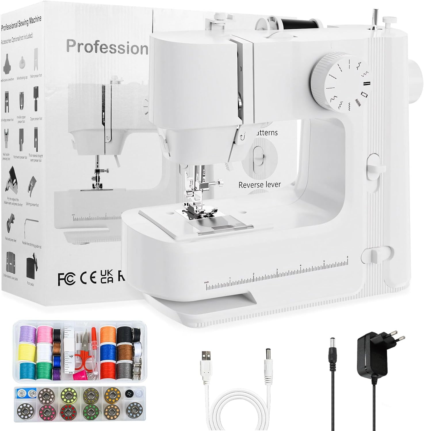 Mini Sewing Machine for Beginners with LED Lights, Forward & Reverse ...