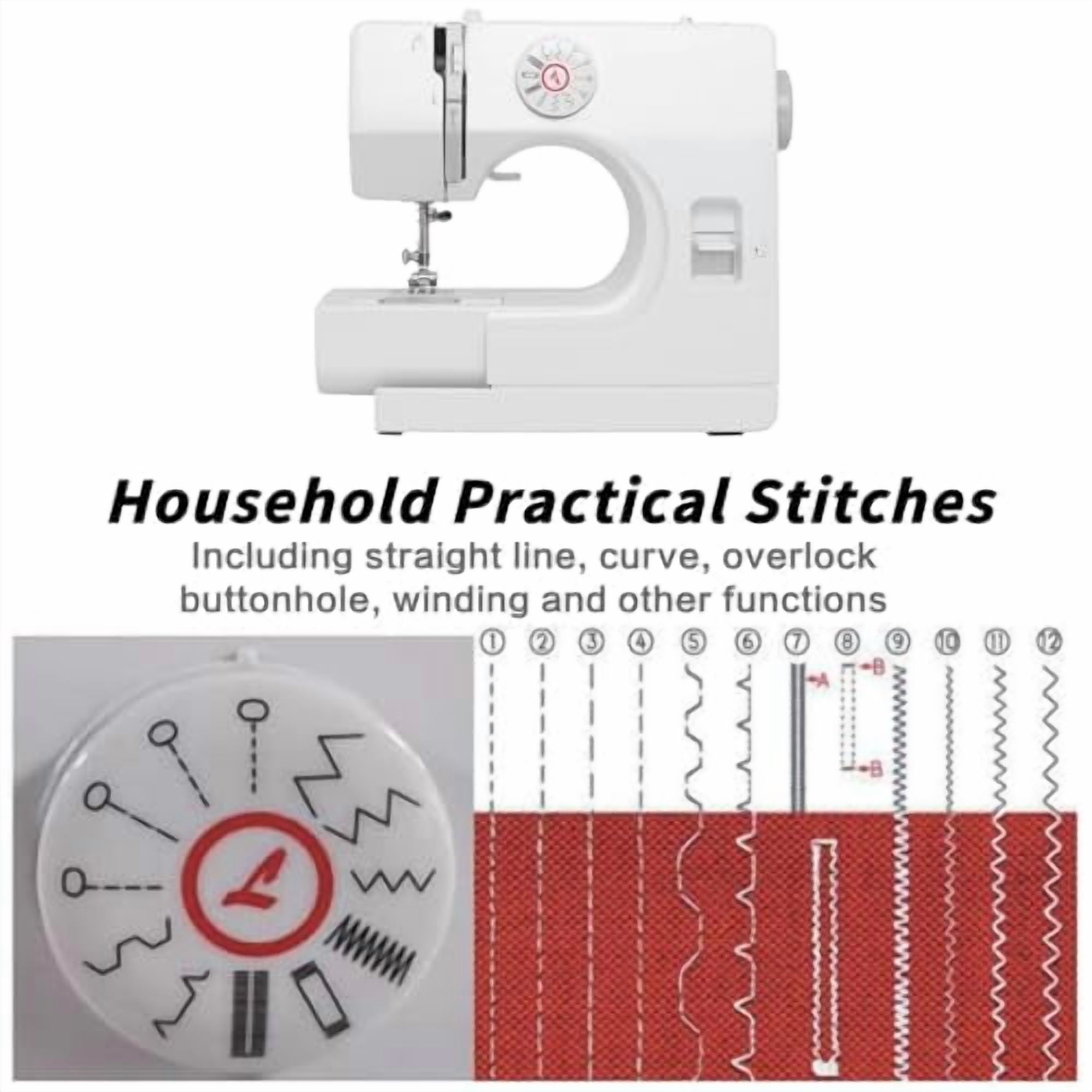 Mini Sewing Machine, Electric Portable Sewing Machine for Beginners, 12 ...