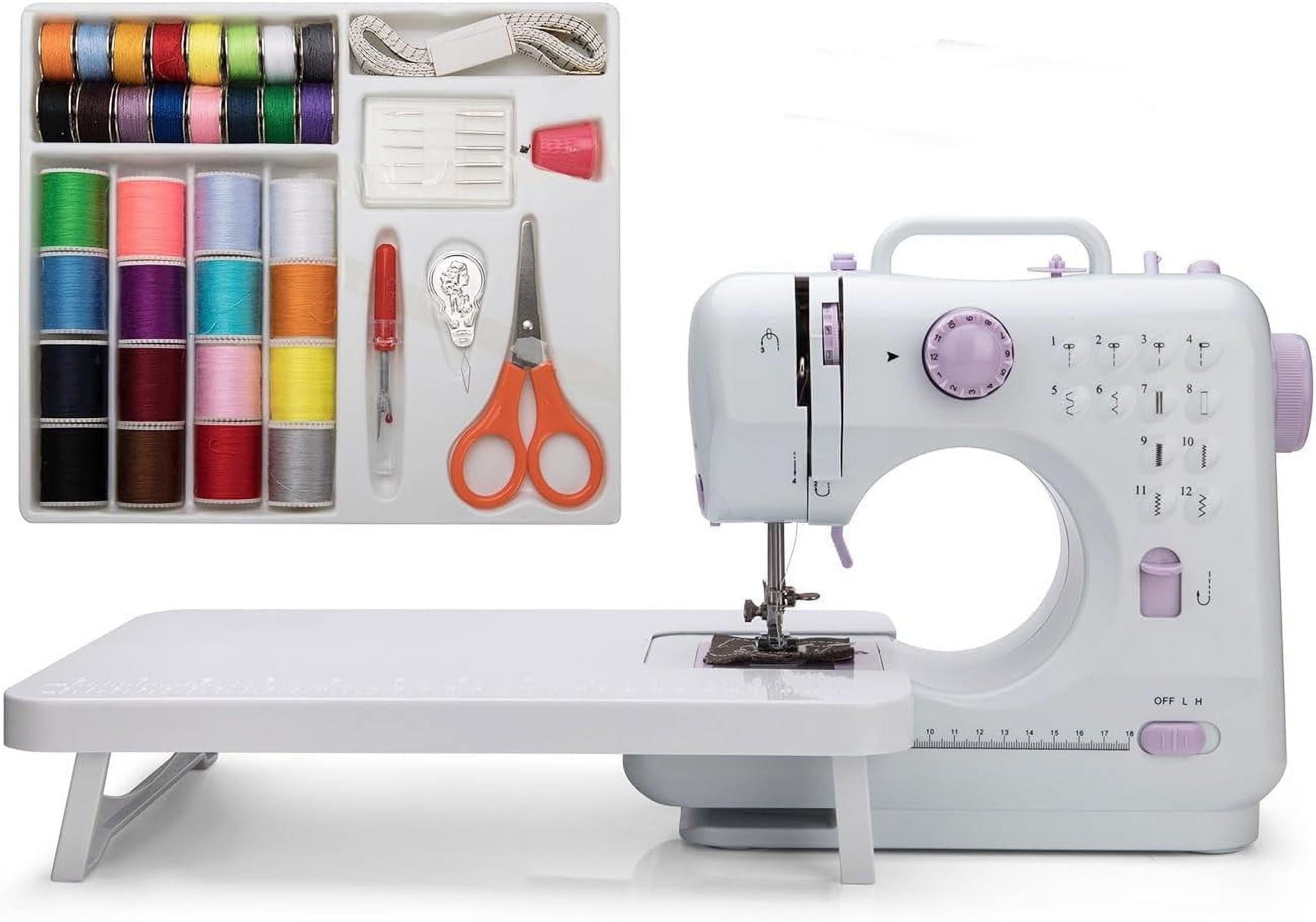 Mini Sewing Machine (Extension stand, Sewing Supplies set, Dressmaking ...