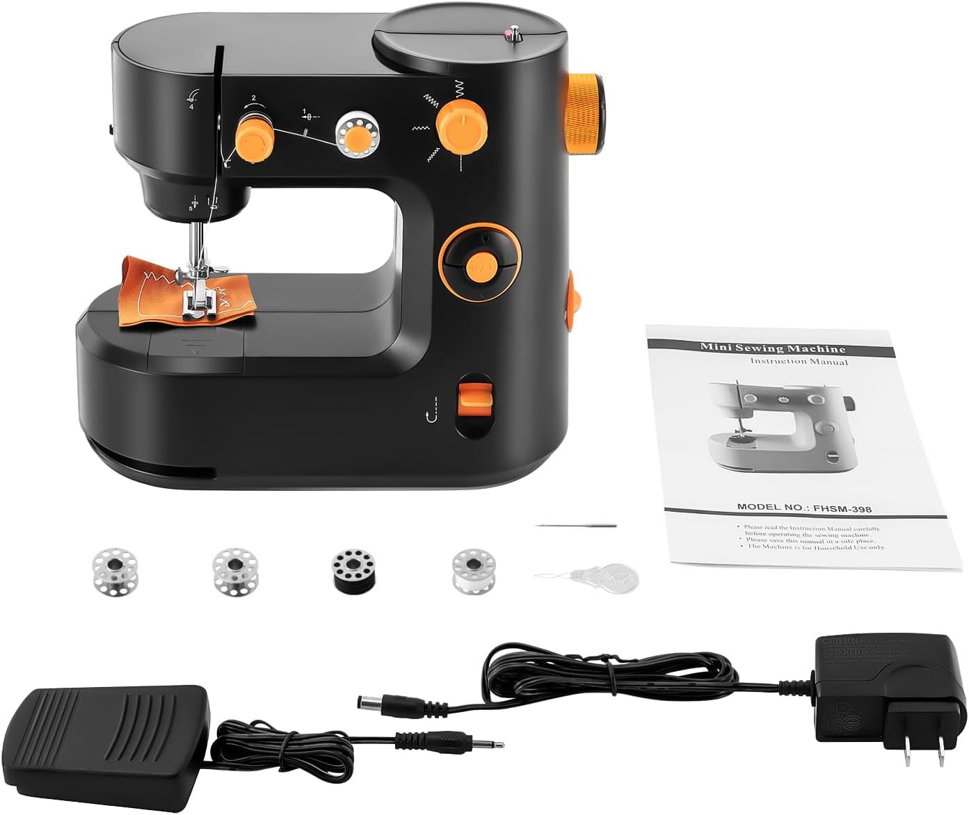 Mini Sewing Machine, FHSM-398 5-stitch Free-Arm Utility-Dual Speed ...