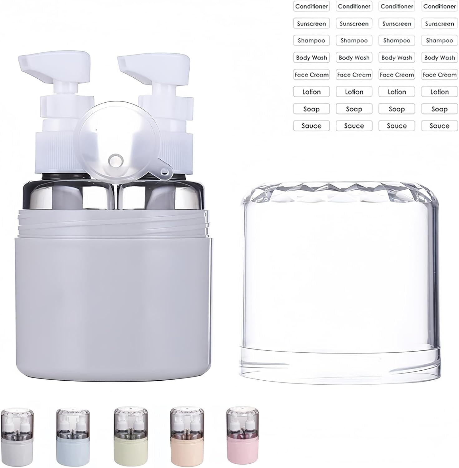 Mini Shampoo Dispenser Portable Travel Bottle Set, 2-in-1, 3-in-1, 4-in ...
