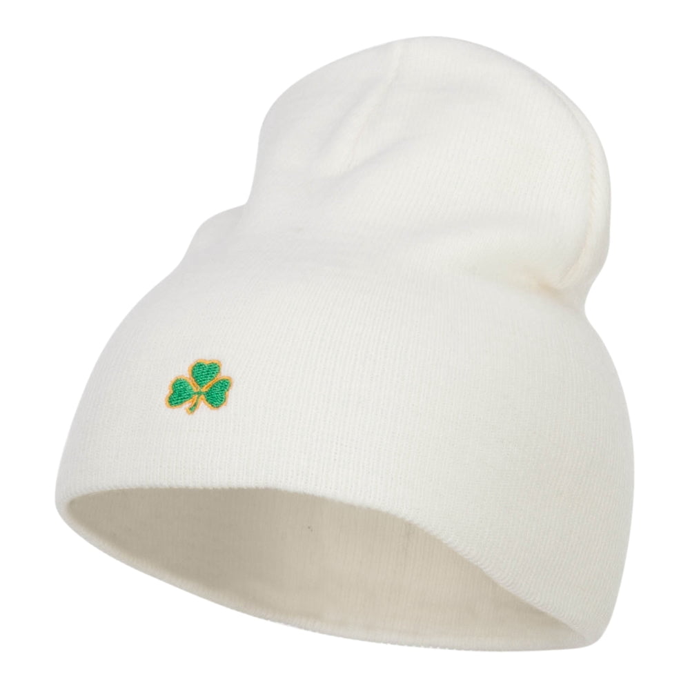 Mini Shamrock Embroidered Short Beanie - White OSFM - Walmart.com
