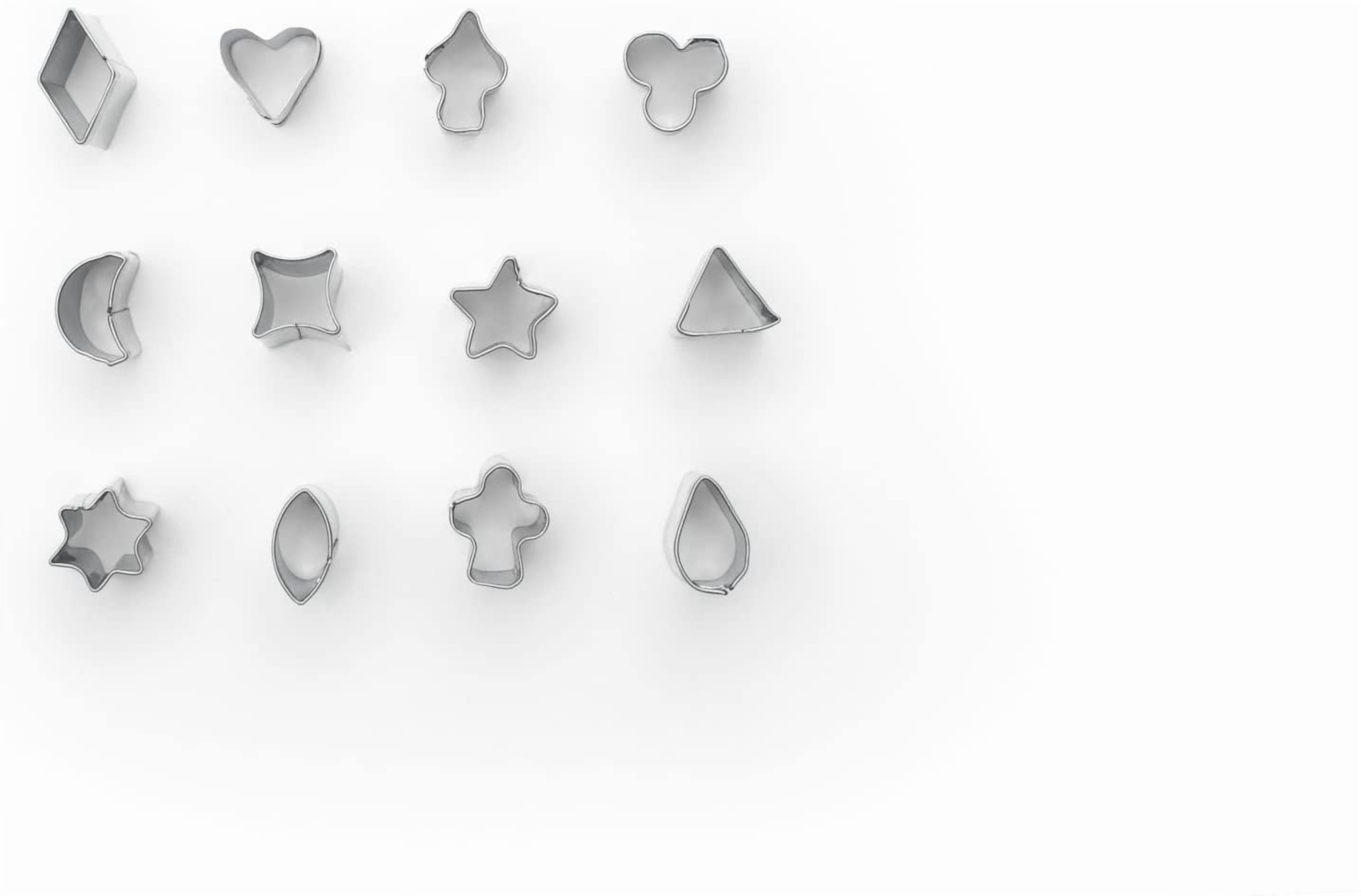 Mini Shapes Fondant Cutter Set, 12 Piece, Stainless Steel, Star, Heart ...