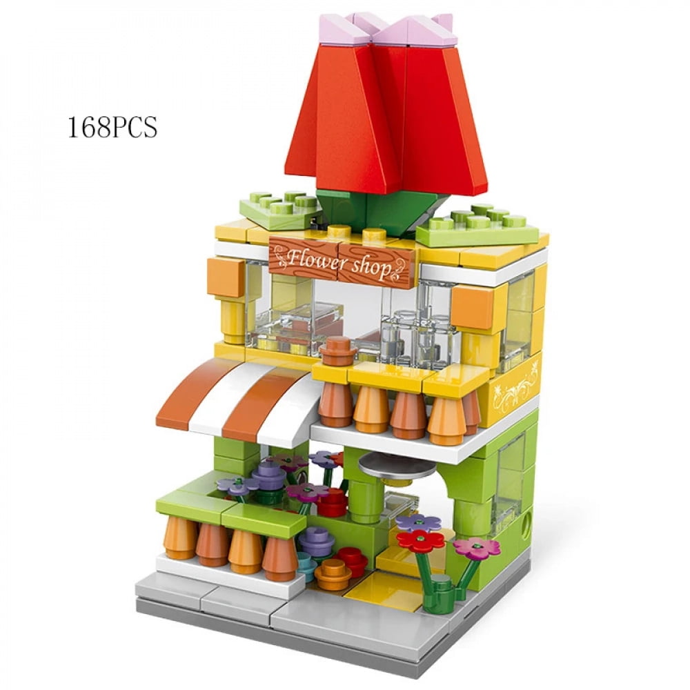 Mini Shop Market Street View Sets Model Building Blocks Hamburger ...