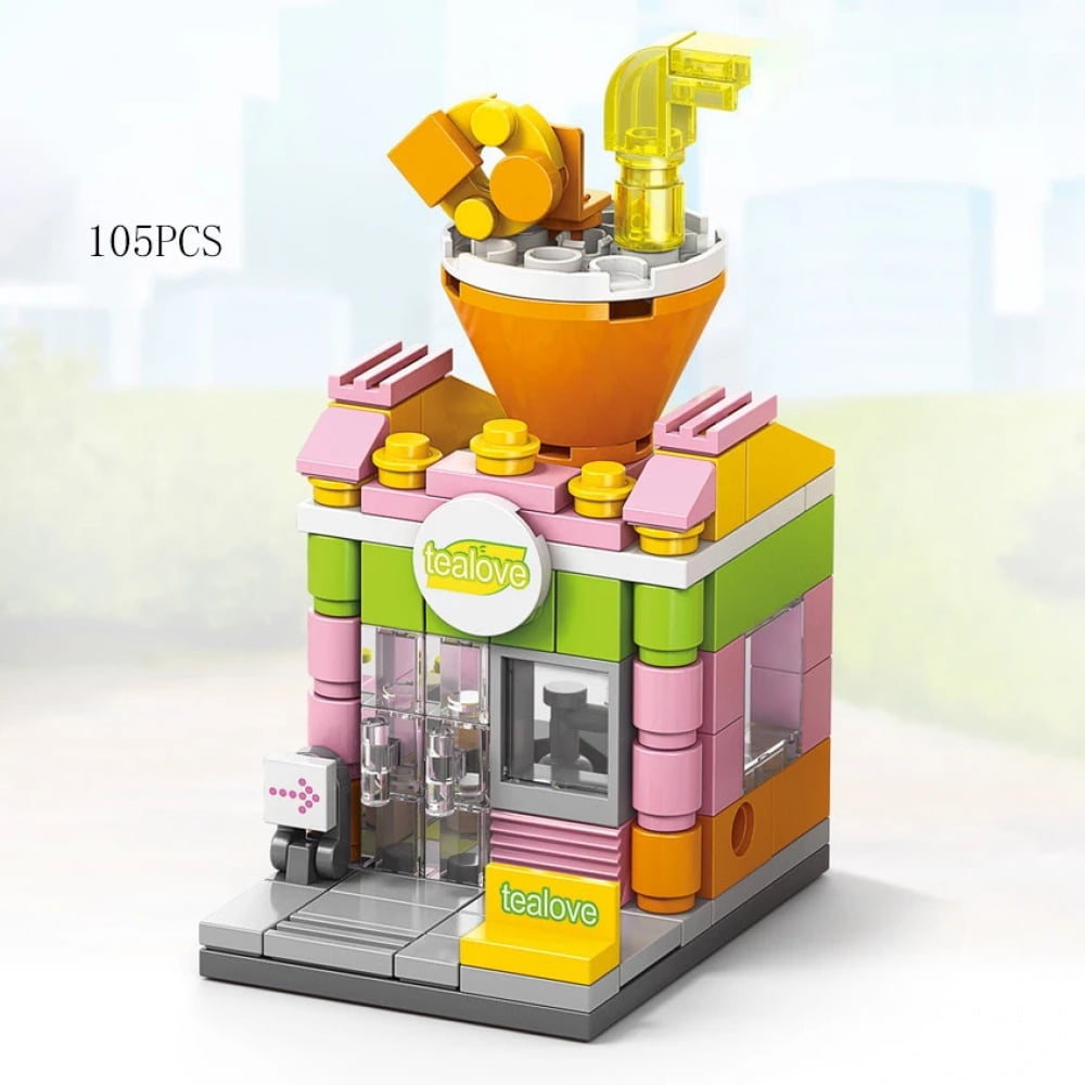 Mini Shop Market Street View Sets Model Building Blocks Hamburger ...