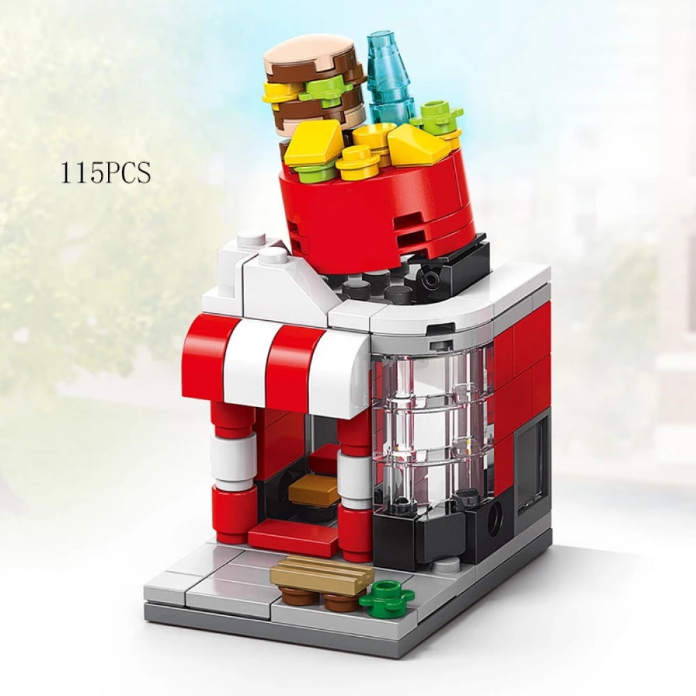 Mini Shop Market Street View Sets Model Building Blocks Hamburger ...