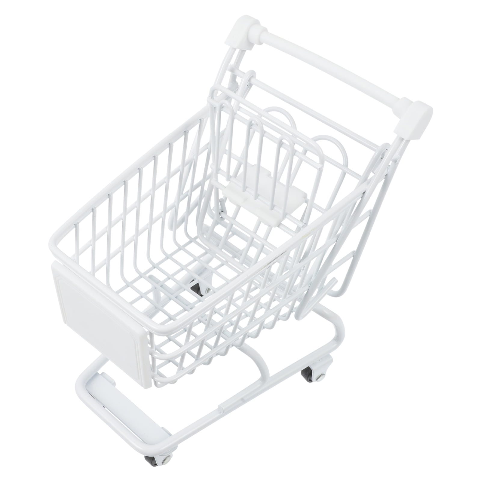 Mini Shopping Cart Storage Trolley Folding Metal White Iron Plastic ...