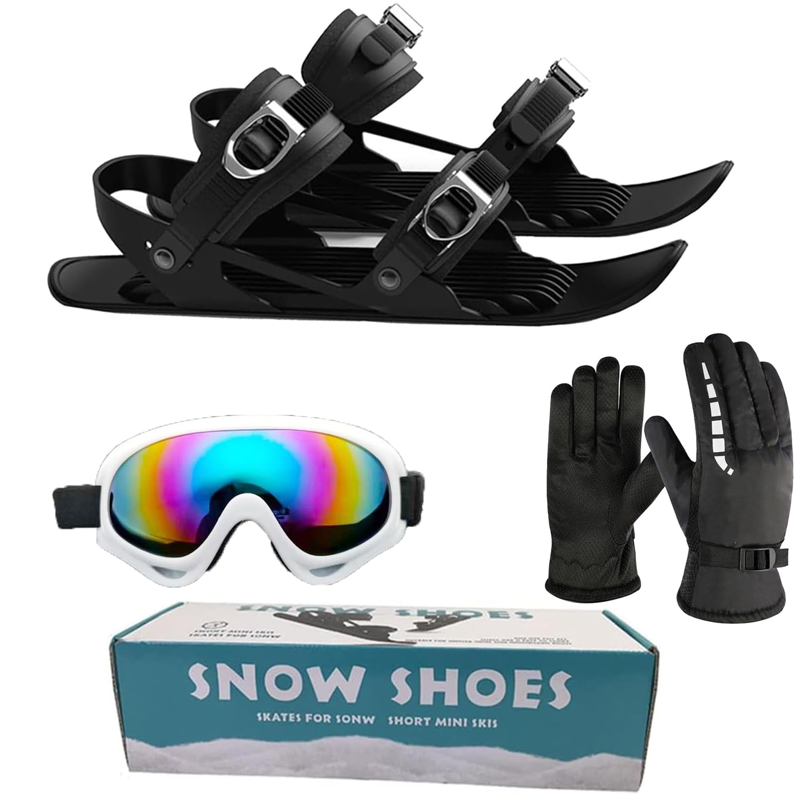 Mini Short Ski Skates Set for Snow,1 Adjustable Mini Short Ski Skates,1 ...