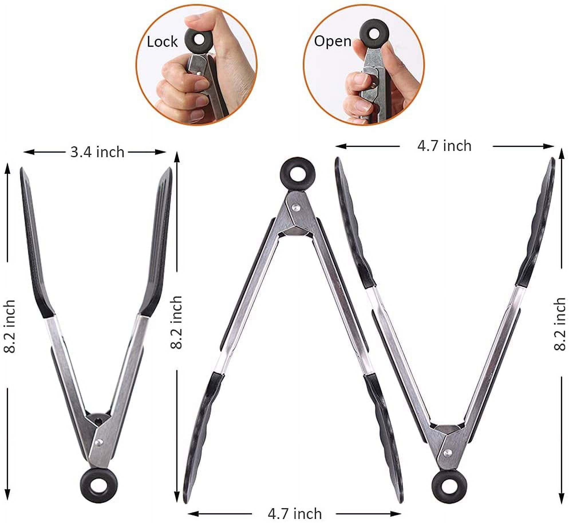 Mini Silicone Serving Tongs Set of 3, Small Tongs (7 inch) with ...