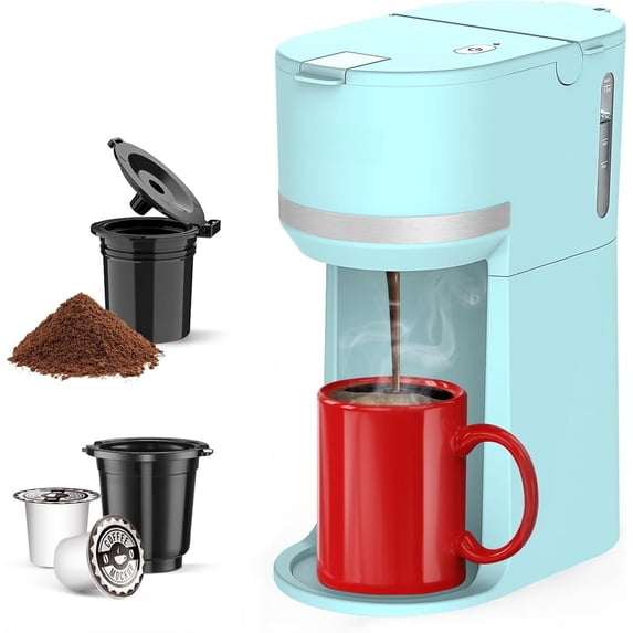 Mini Single Serve Coffee Maker for K Cup and Ground Coffee, Brew One ...