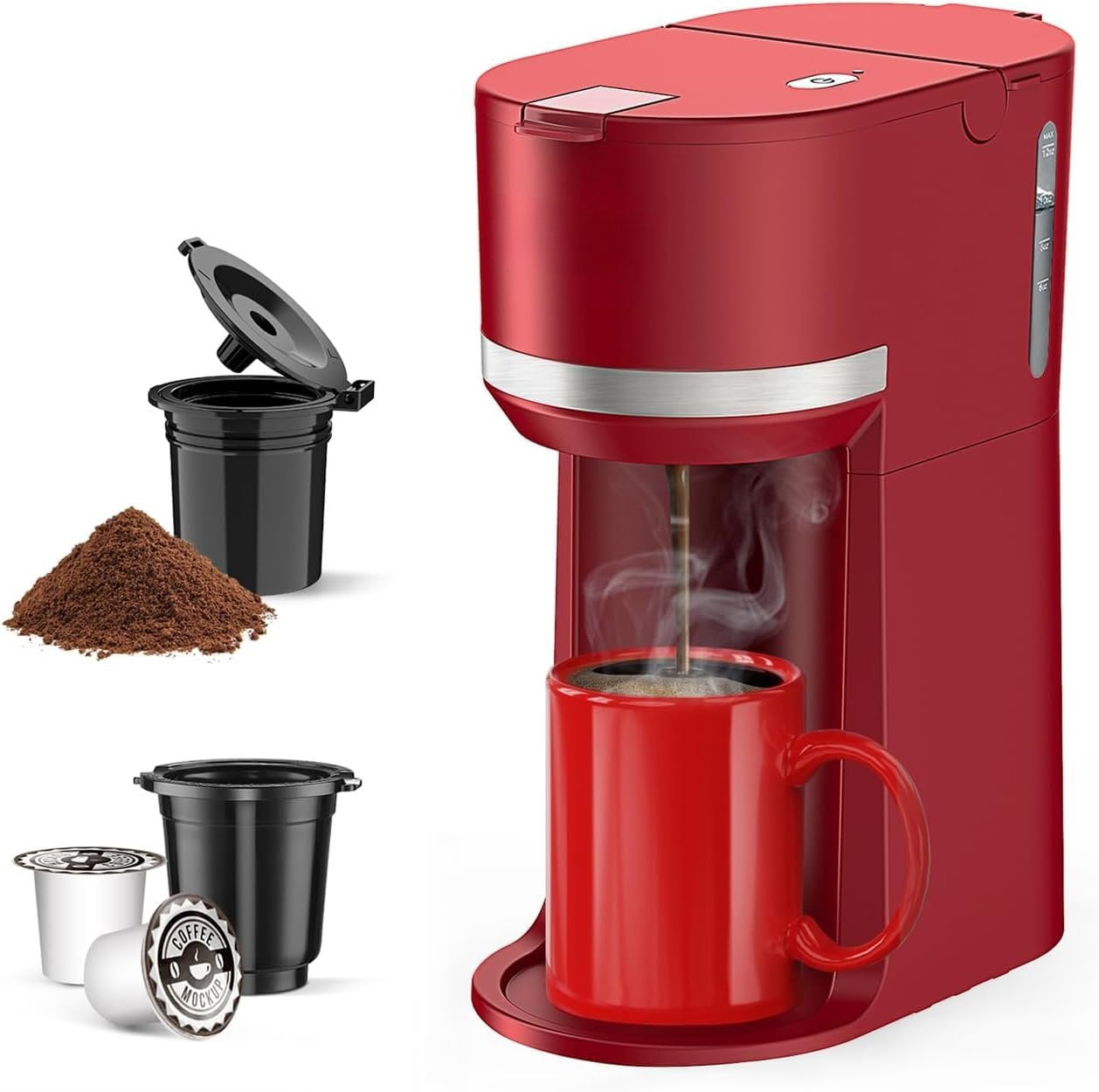 Mini Single Serve Coffee Maker for K Cup and Ground Coffee, Brew One ...