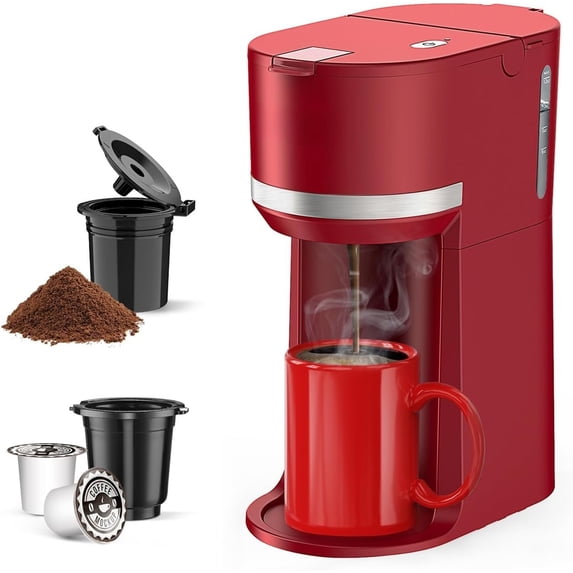Mini Single Serve Coffee Maker for K Cup and Ground Coffee, Brew One ...