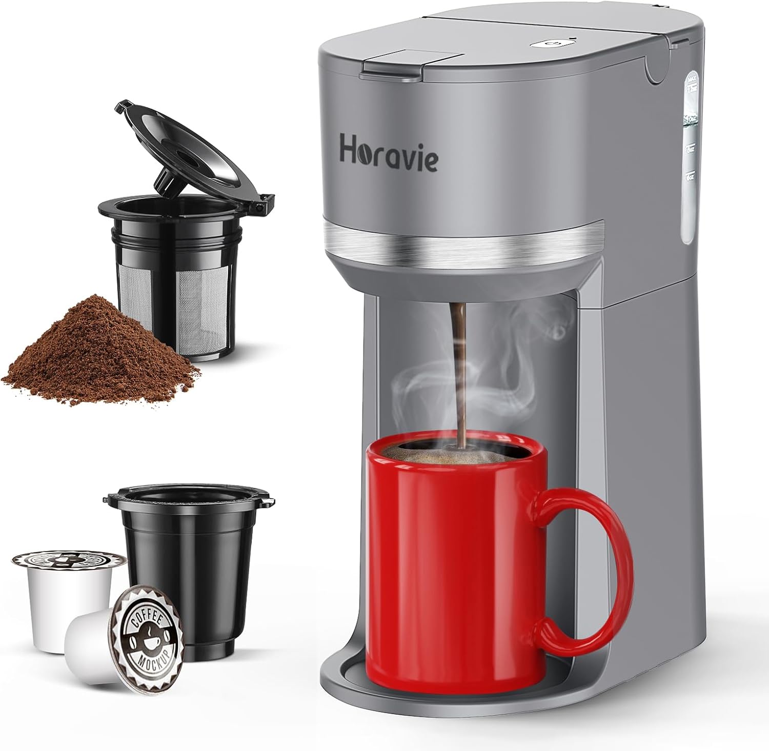 Mini Single Serve Coffee Maker for K Cup and Ground Coffee, Fast Brew ...