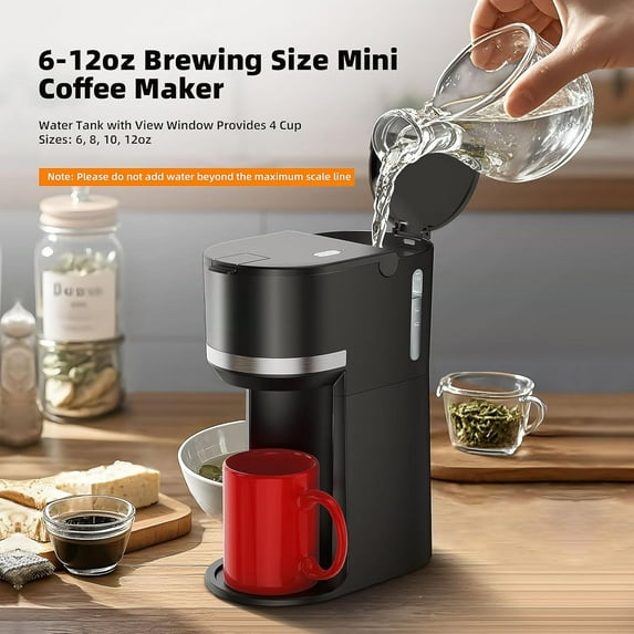 Mini Single Serve Coffee Maker for K Cup and Ground Coffee, Fast Brew ...