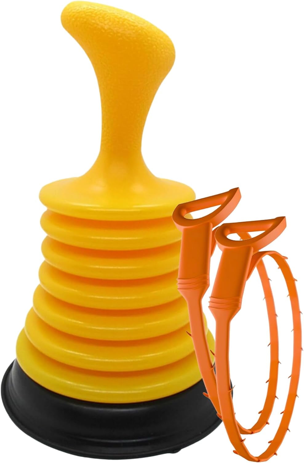 Mini Sink Plunger & 2 Drain Snake Combo - Heavy Duty PVC Drain Clog ...