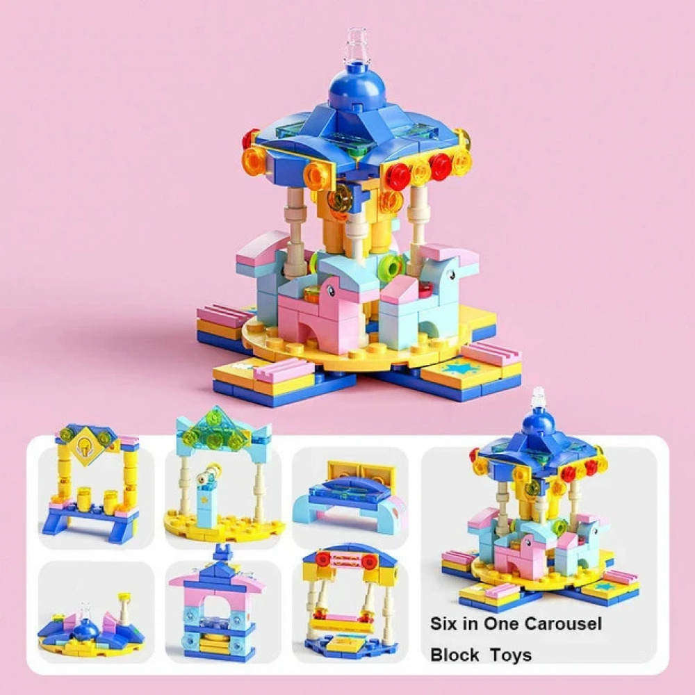 Mini Size 6 In 1 Building Blocks Diy Police Car Fire Truck Castle Model ...