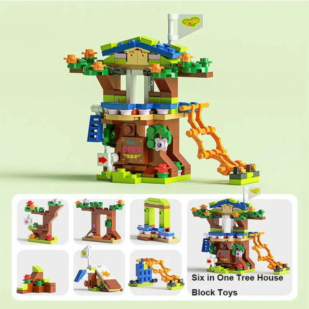 Mini Size 6 In 1 Building Blocks Diy Police Car Fire Truck Castle Model ...