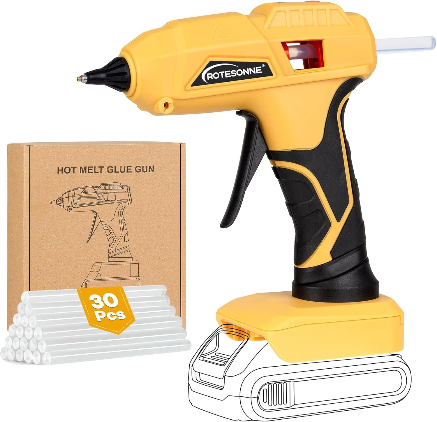 Mini Size Cordless Hot Glue Gun Compatible with DeWalt 20V Battery ...