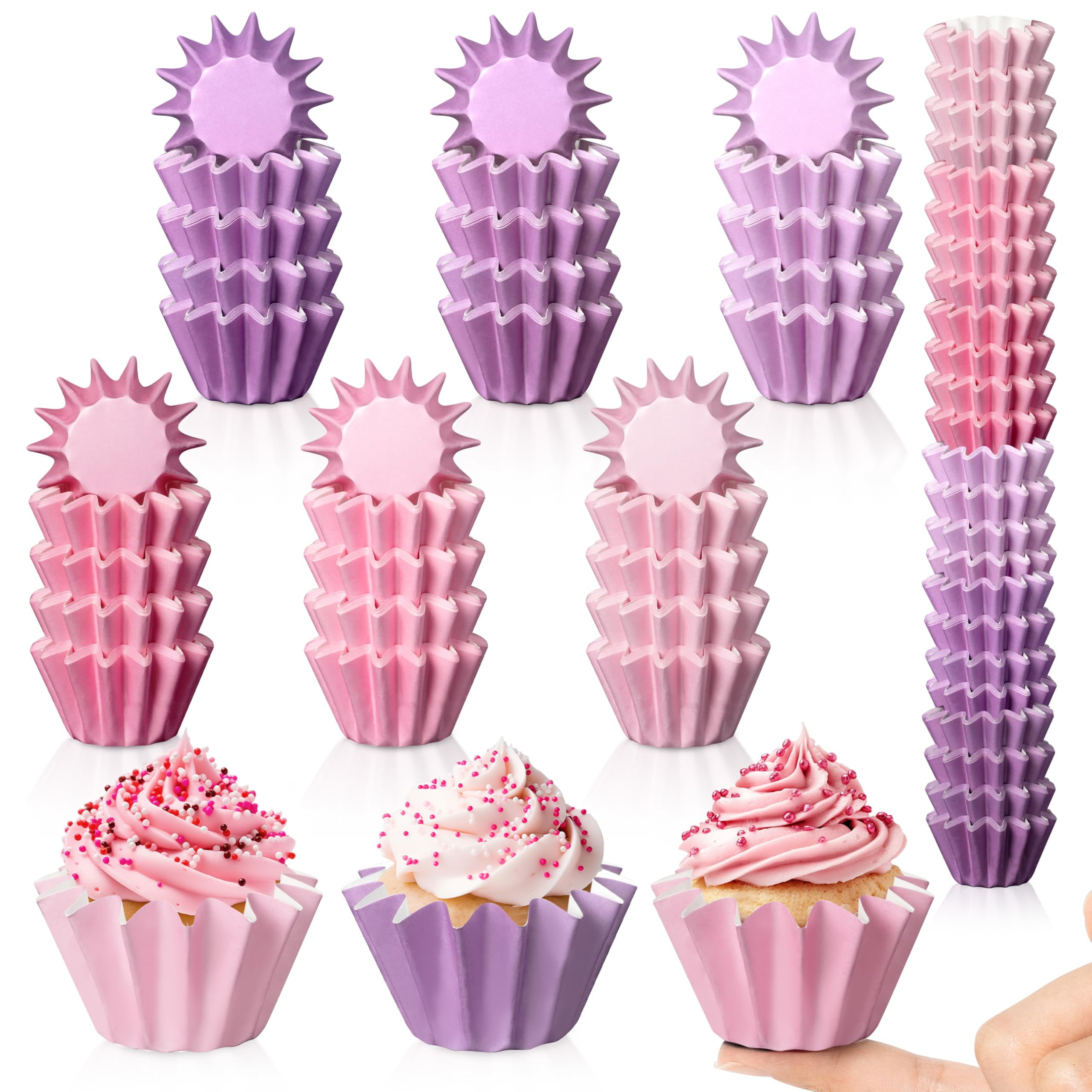 Mini Size Cupcake Liners - 240 Counts Pink and Purple Muffin Baking ...