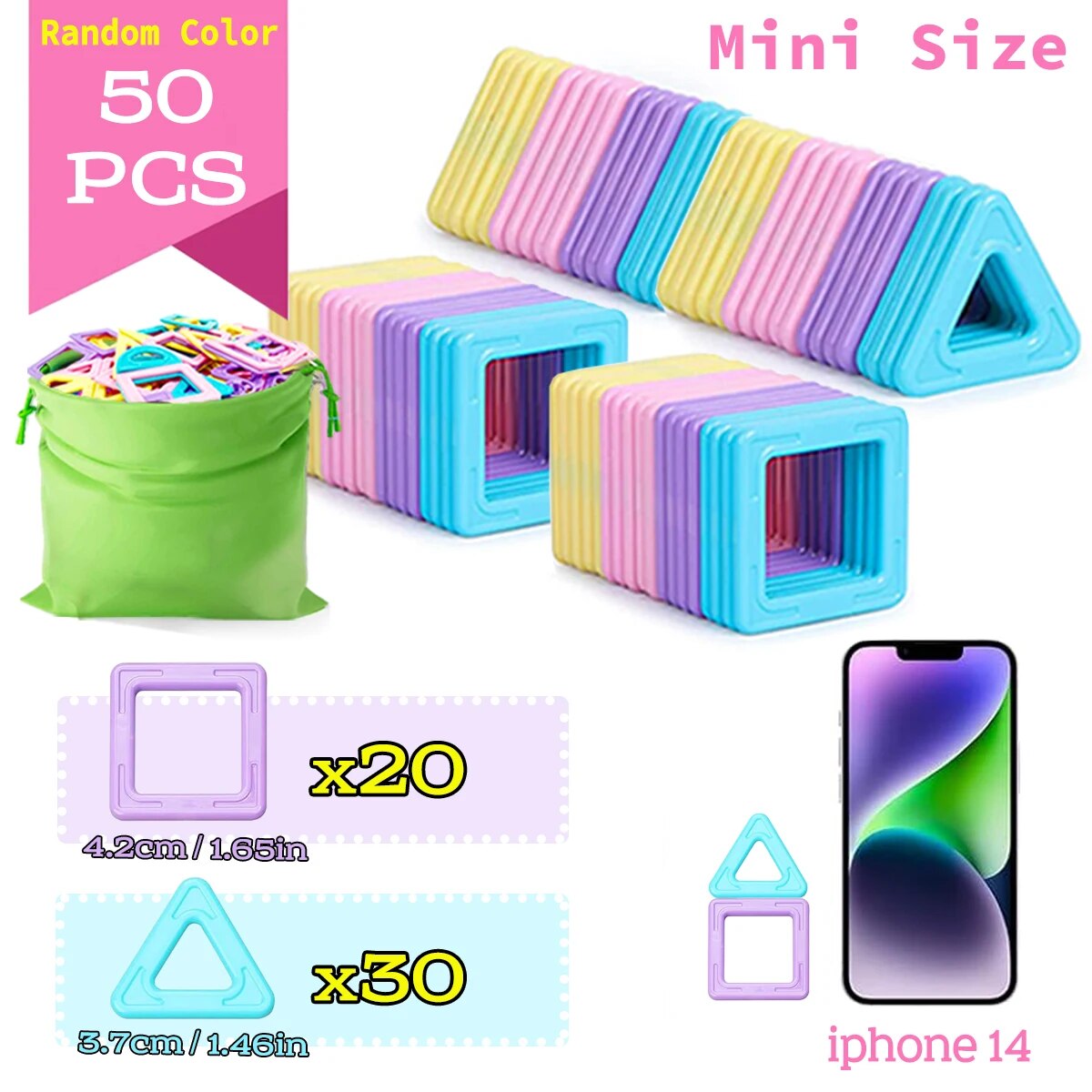 Mini Size Magnetic Construction Set for Children Macaron Color DIY ...