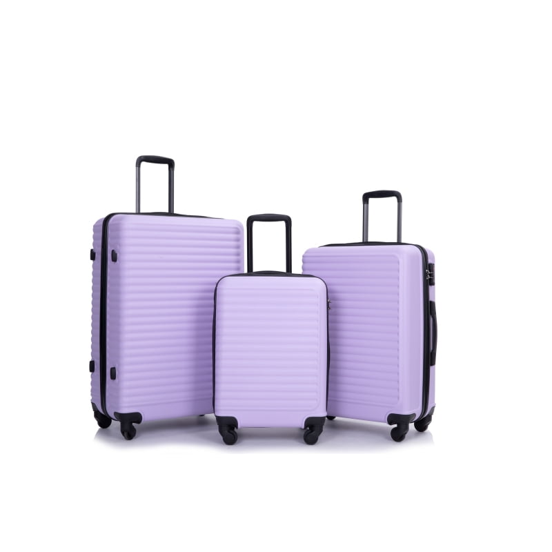 3 Piece Luggage Sets ABS Lightweight Suitcase with Two Hooks, Spinner ...