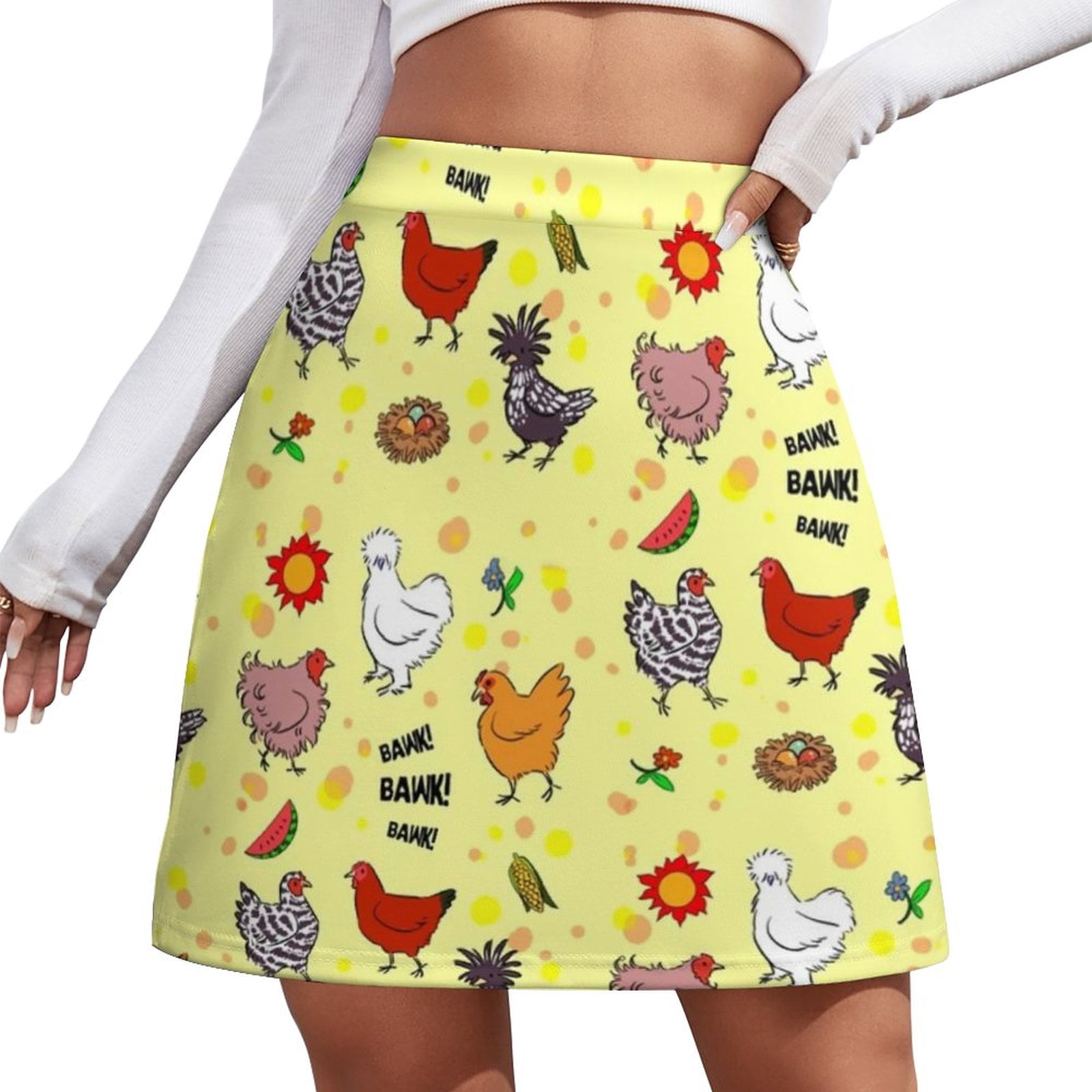 Mini Skirt for women Colorful Chicken Skirt Farming Roosters And Hens ...
